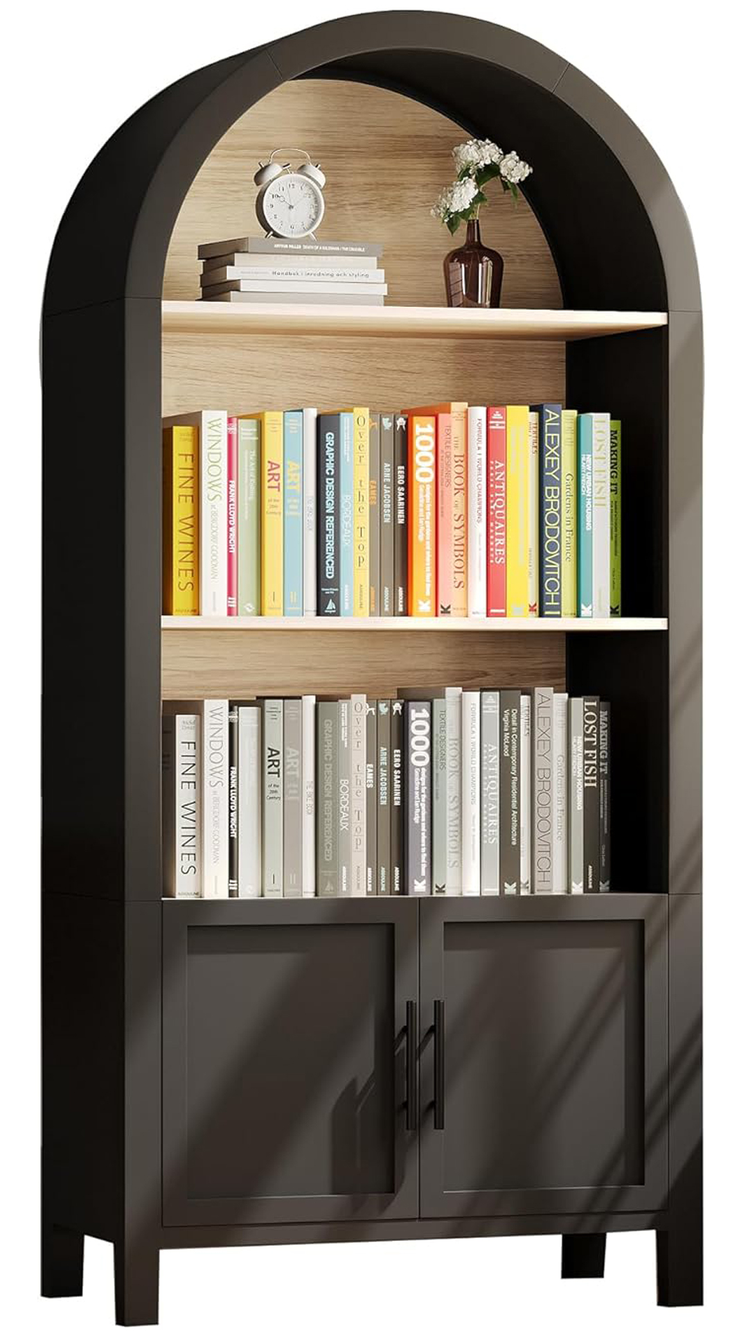WARMMUSE 66.7" Tall Arched Bookshelf, Mid-Century Modern Bookcase ...