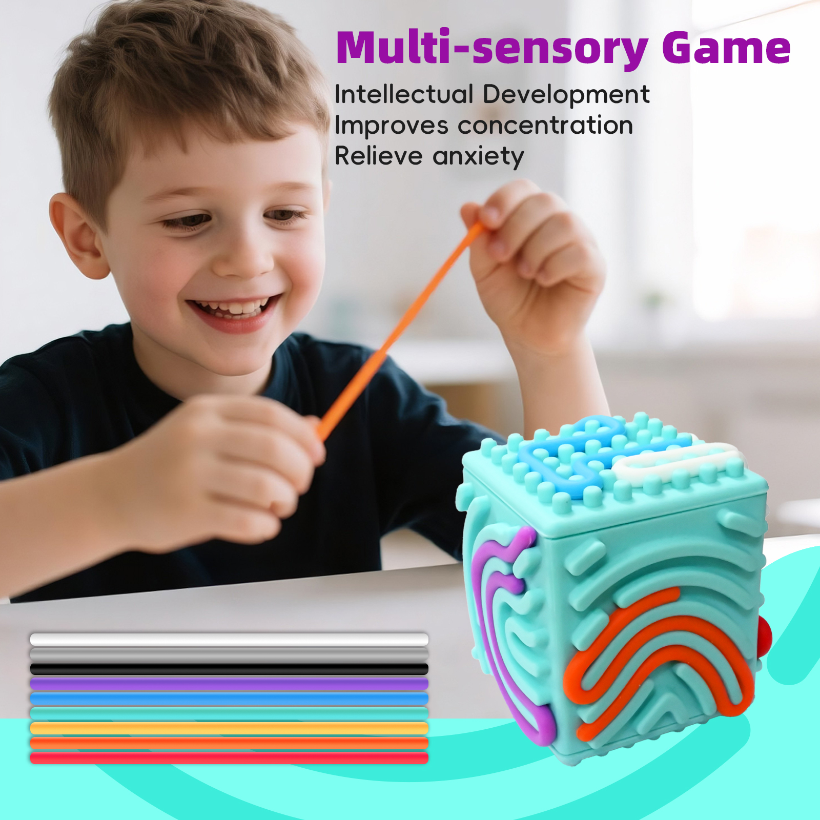 3D Sensory Fidget Cube for Kids & Adults Silicone Quiet Autism Travel ...