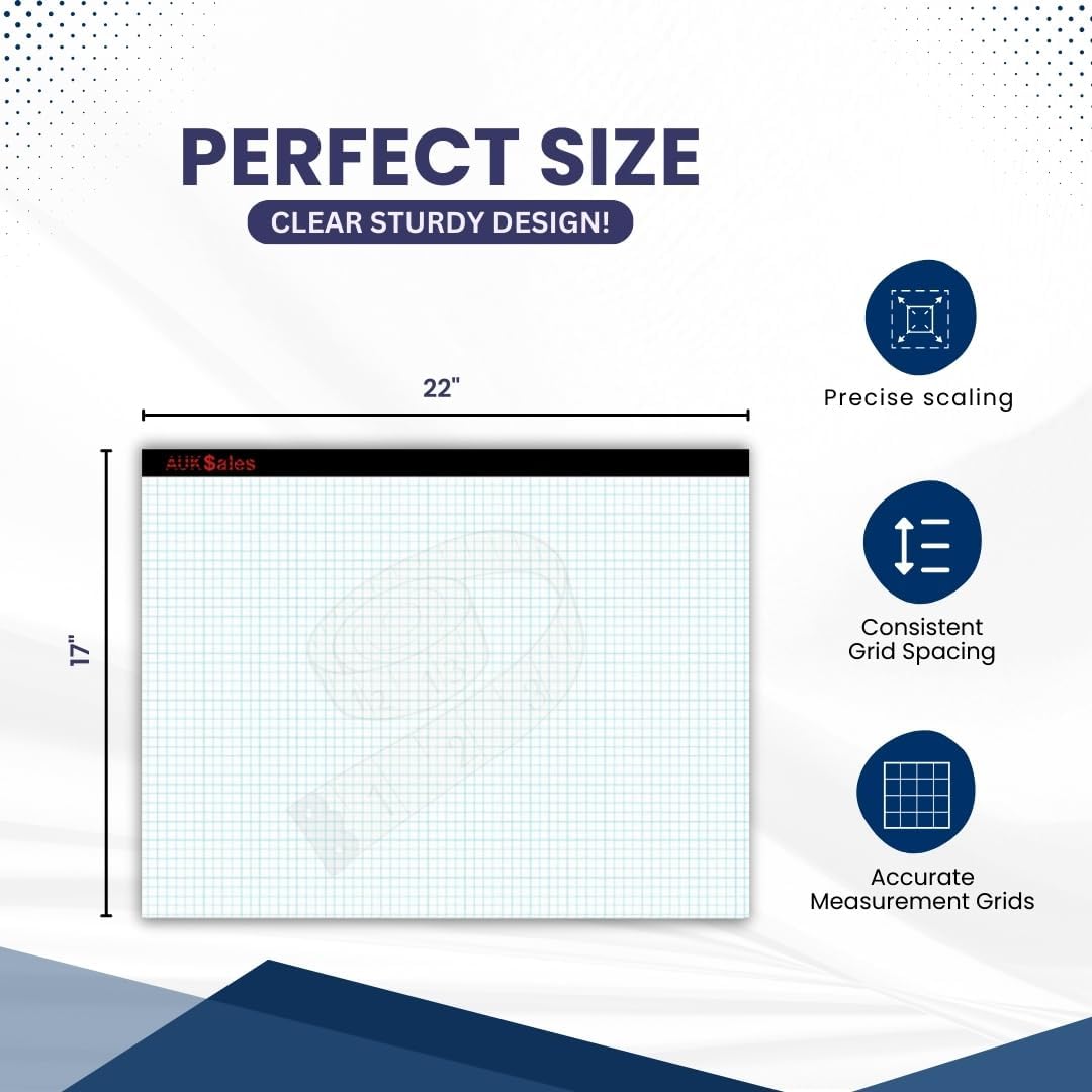 AUKSales TOP Sturdy Graph Desk Pad (Pack of 1), 22"x17", 1/4 Quad Grid ...