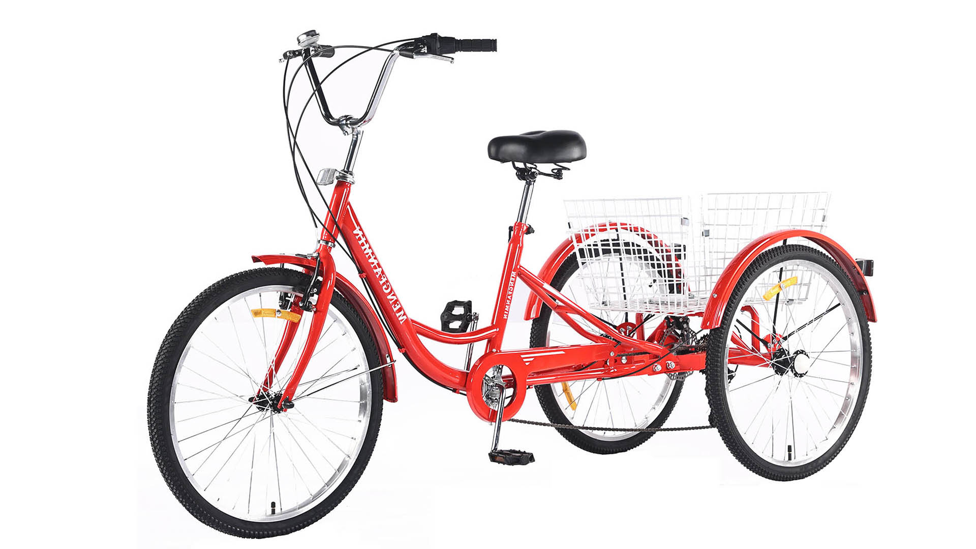 Adult Tricycle 7 Speed, 24 Inch 3 Wheel Bikes Extended Rear wheelbase Tricycle Wheel Bike w/Rear ...