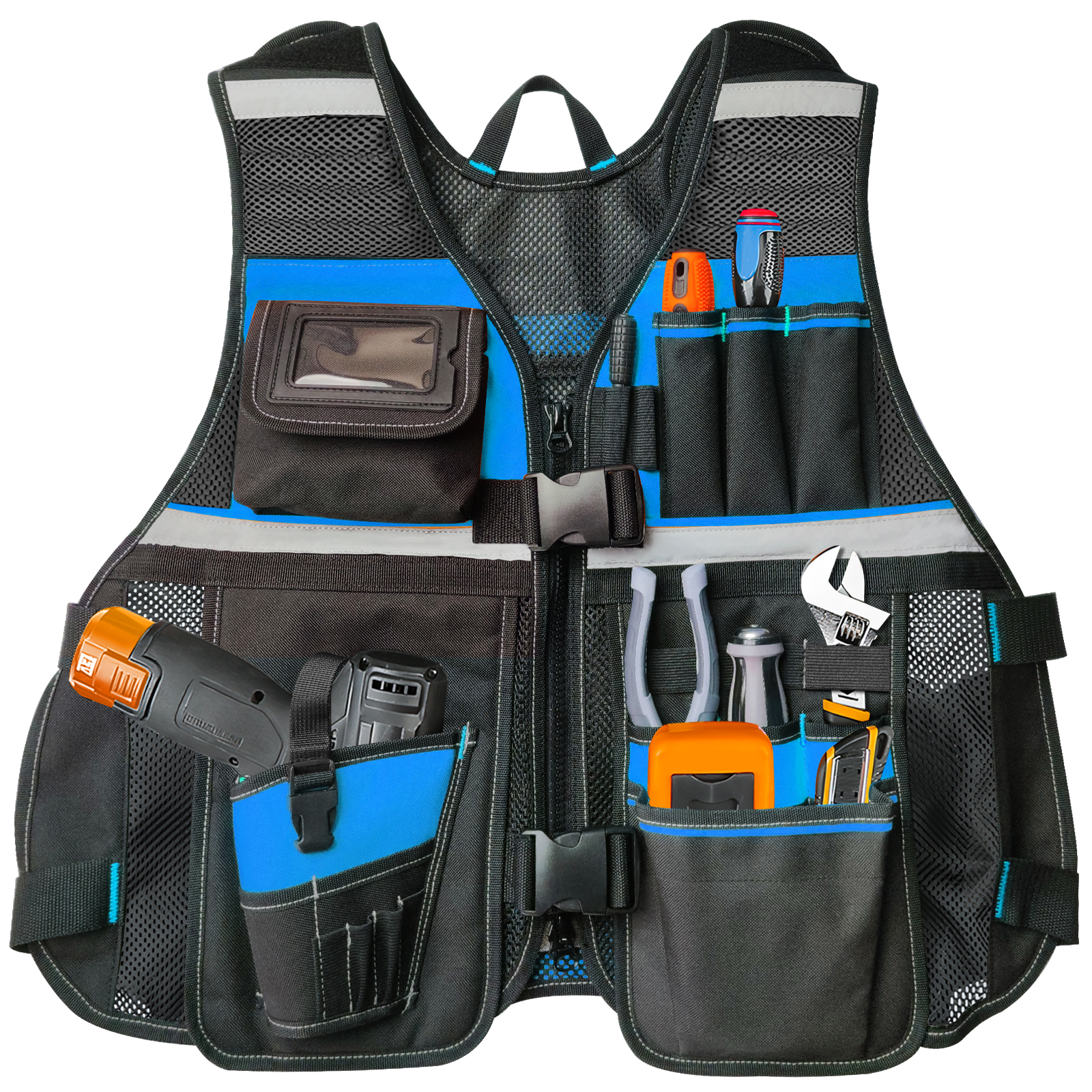 Tool Vest Electrician, 15 Pockets Tool Vest for Handyman, Carpenter ...