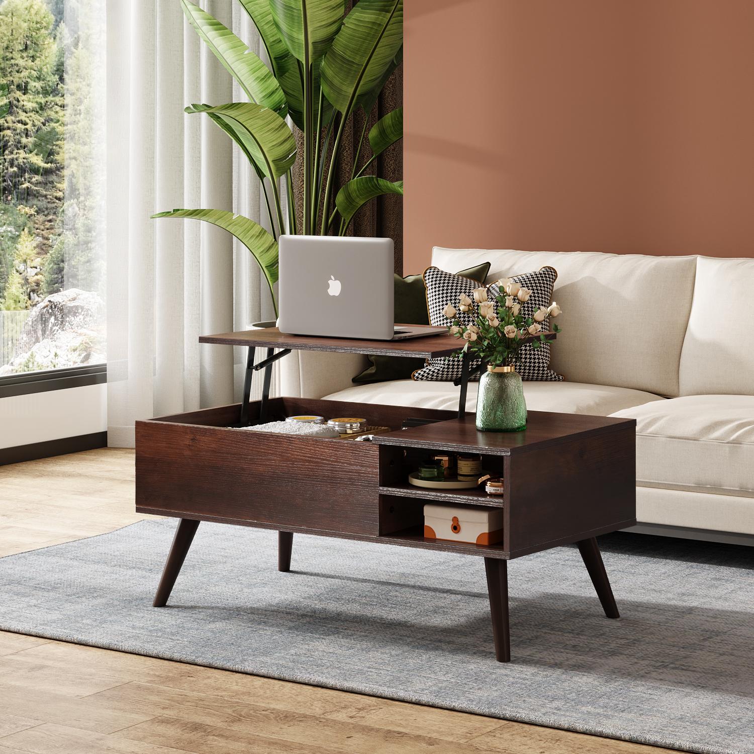 GALAXHERO Adjustable Height Coffee Table with Hidden Compartments and ...