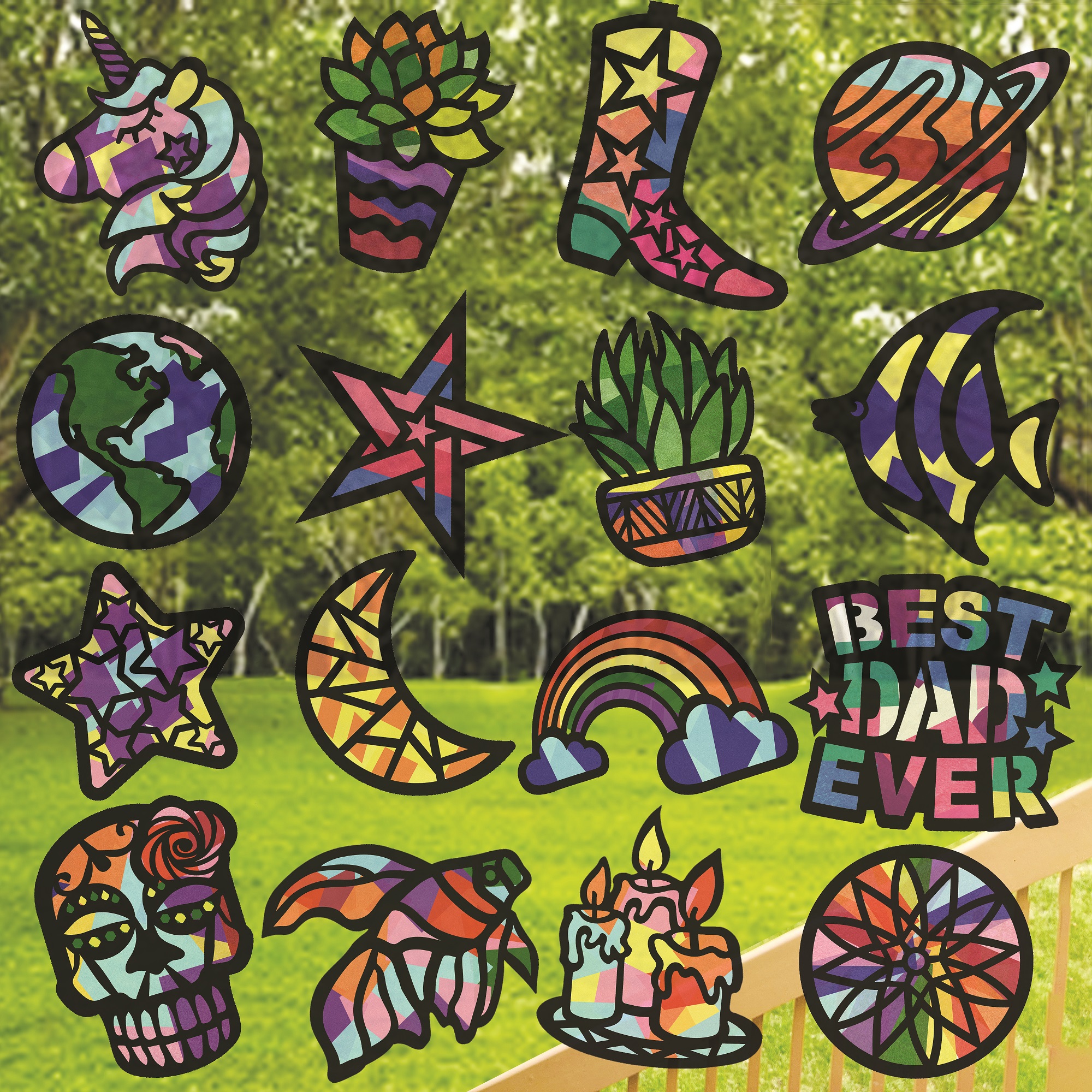 VHALE Suncatcher Kit, Stained Glass Paper Suncatchers Window Art ...