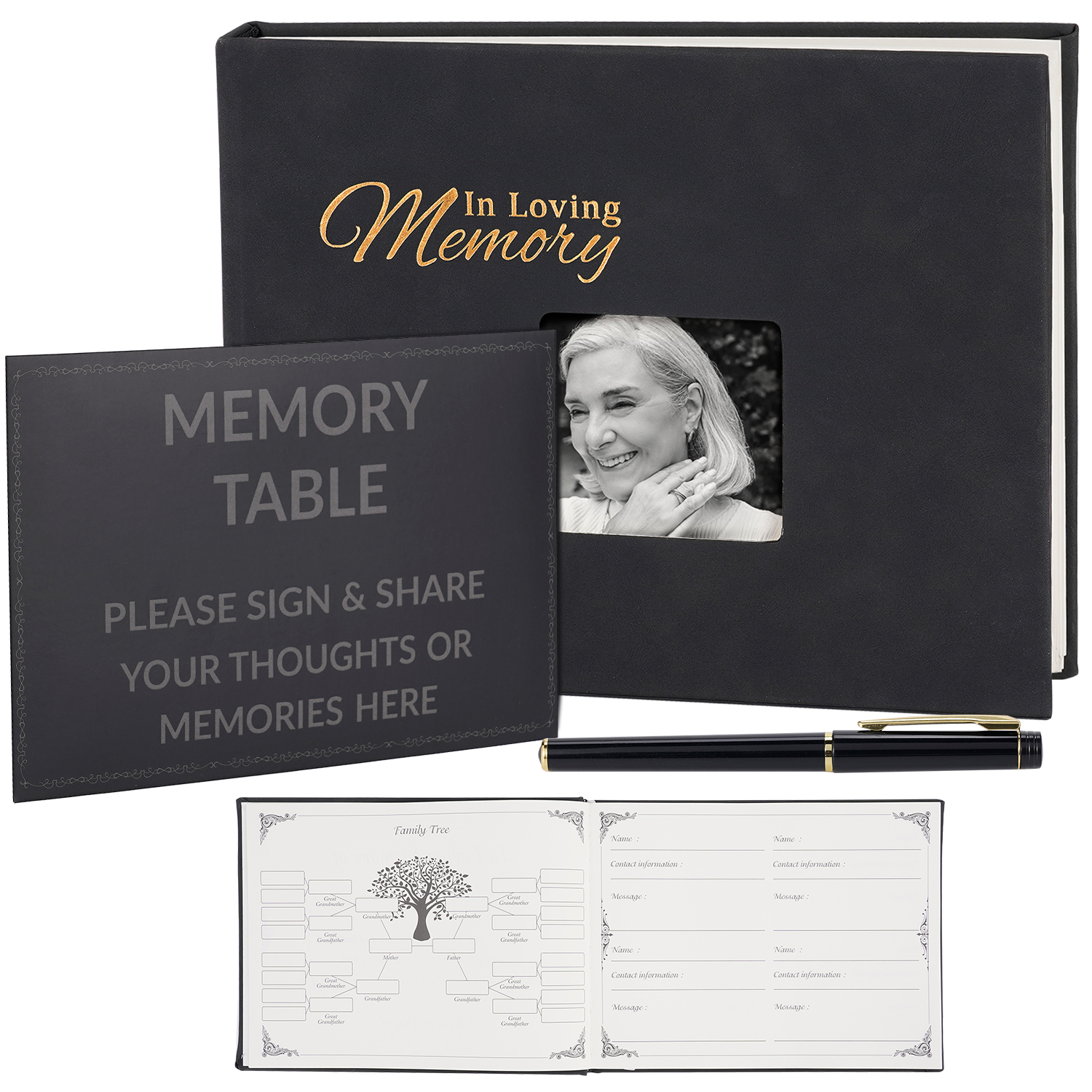 TJT Funeral Guest Book with Leather Cover, Funeral Guest Book for ...