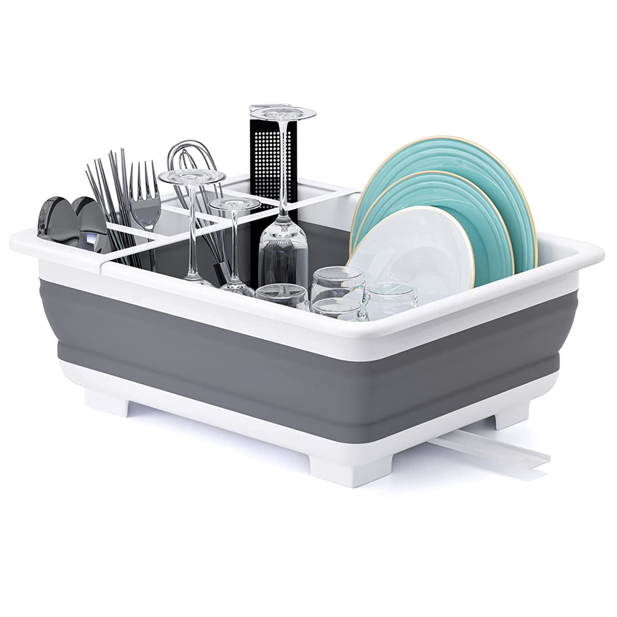 THANSTAR Collapsible Dish Drying Rack Portable Dinnerware Drainer ...