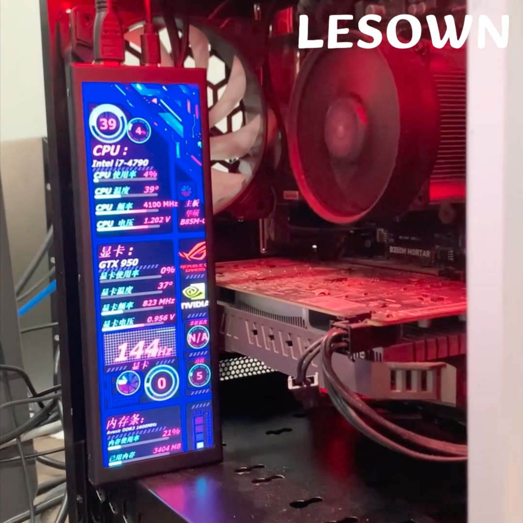 LESOWN Long Strip Monitor 7.9 inch IPS Secondary Screen Stretched Bar ...