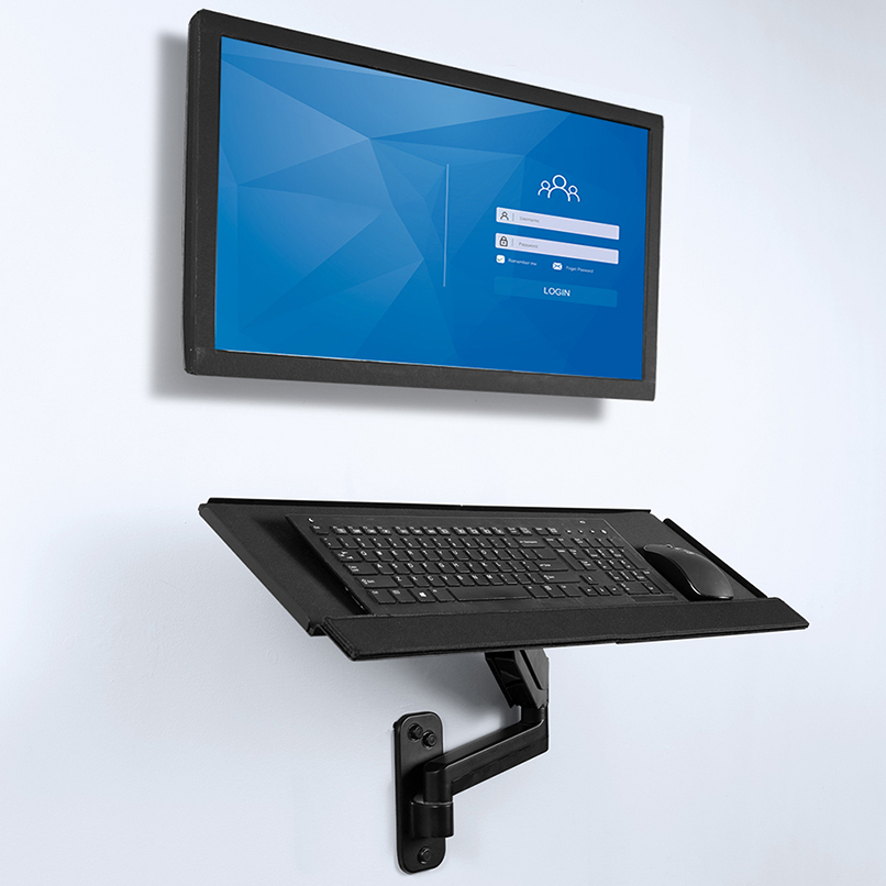 VIVO Sit-Stand Single Monitor Mount, Keyboard Tray, and PC Wall Mount ...