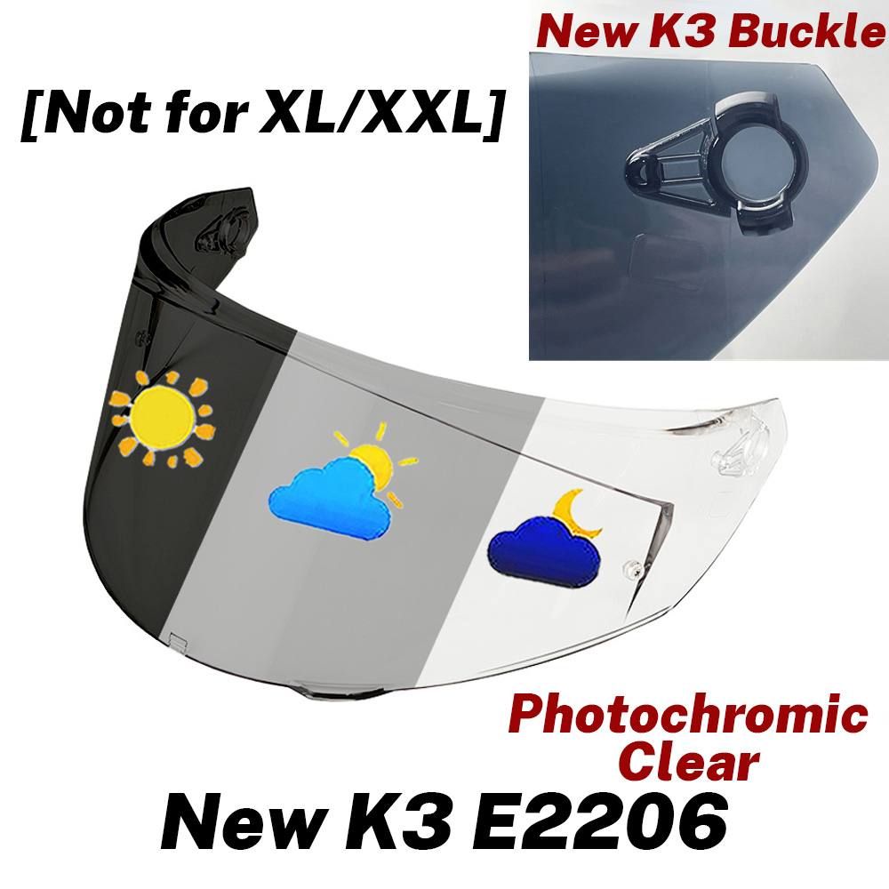 K3 E2206 Photochromic Visor for AGV New K3 E2206 model Helmet Face ...