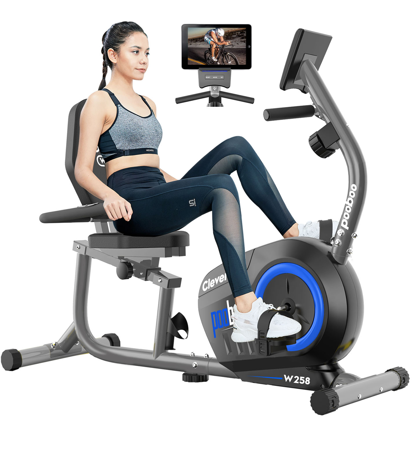 pooboo Recumbent Exercise Bike, Magnetic Resistance, Large Adjustable Seat, Indoor Cycling ...