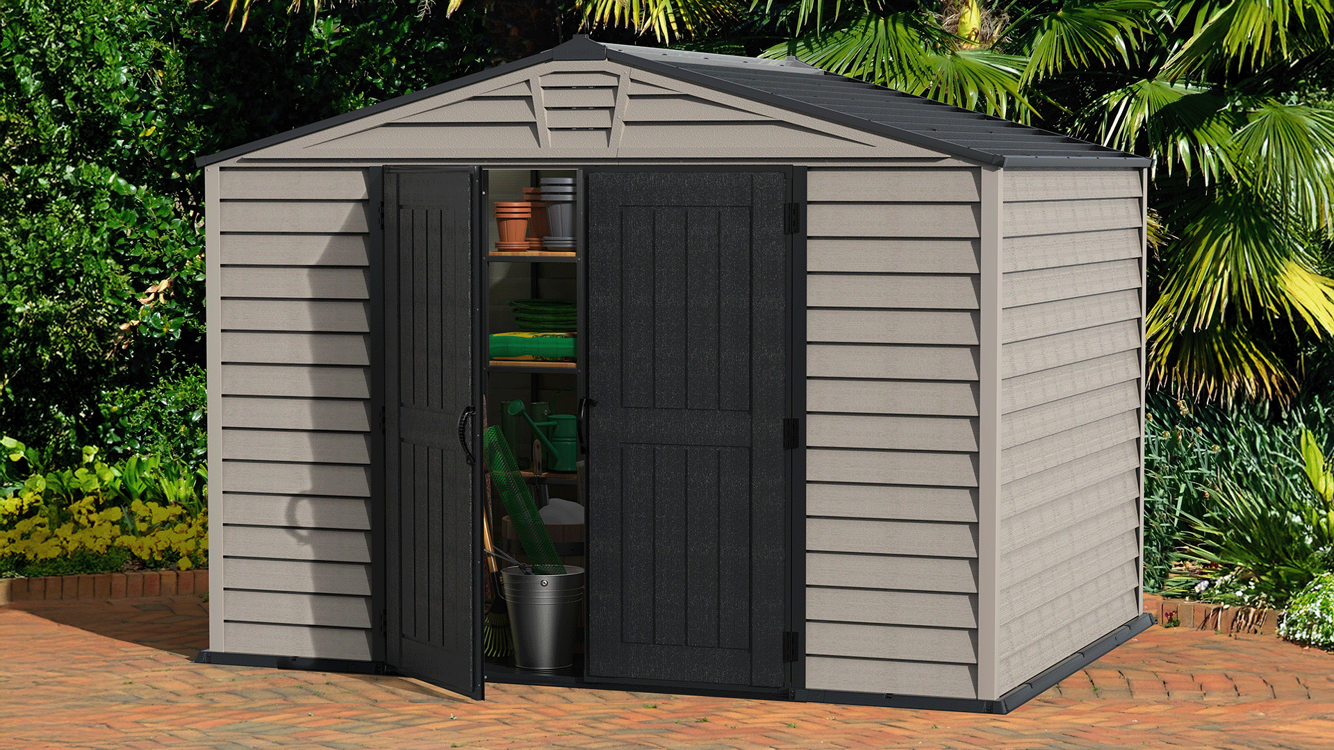 DuraMax StoreMax Plus 10.5x8 Ft Outdoor Shed with Molded Floor, Durable ...