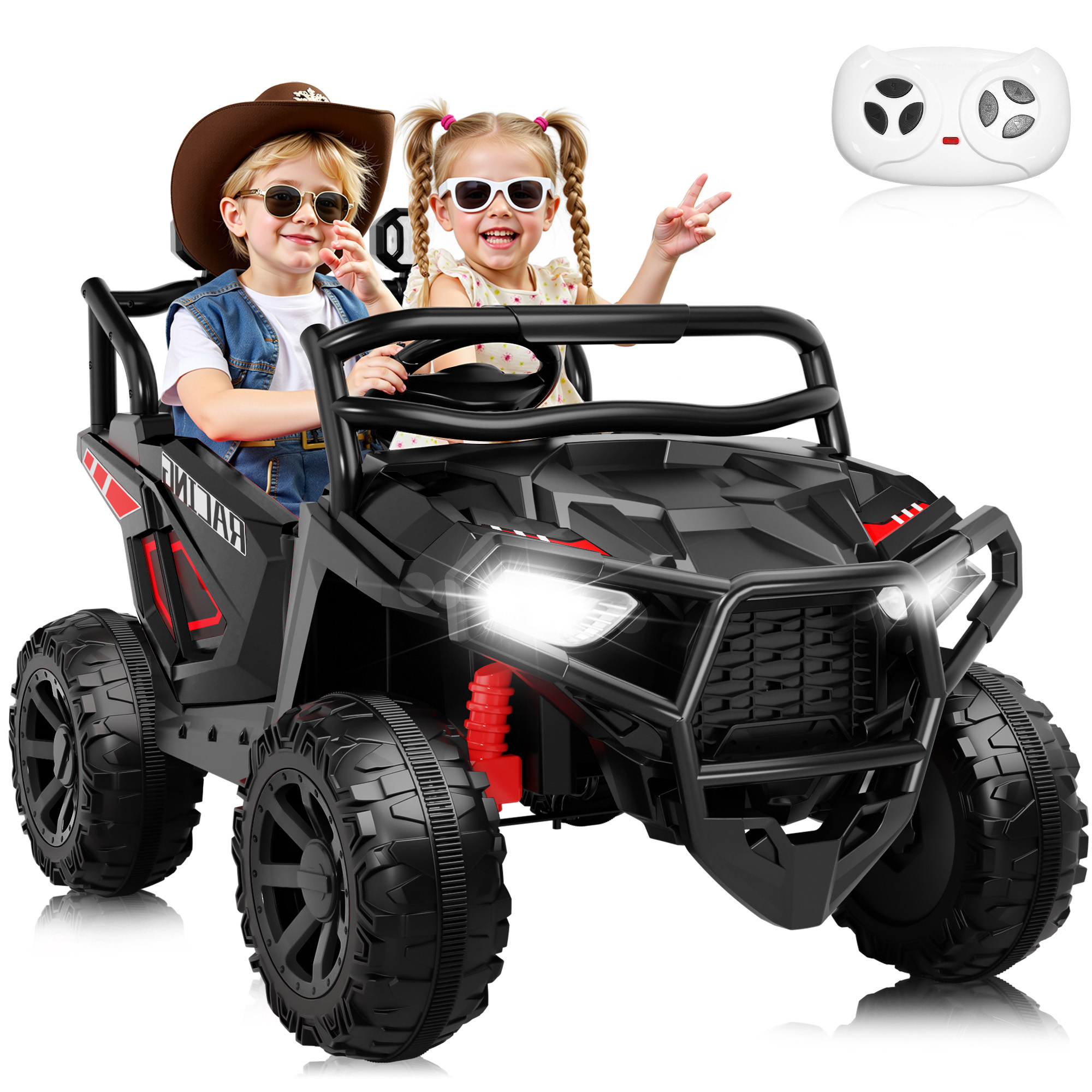 Jorfly 24V Kids UTV Ride-on - 4WD Electric Powered Toys Car w/ 4 Wheels ...