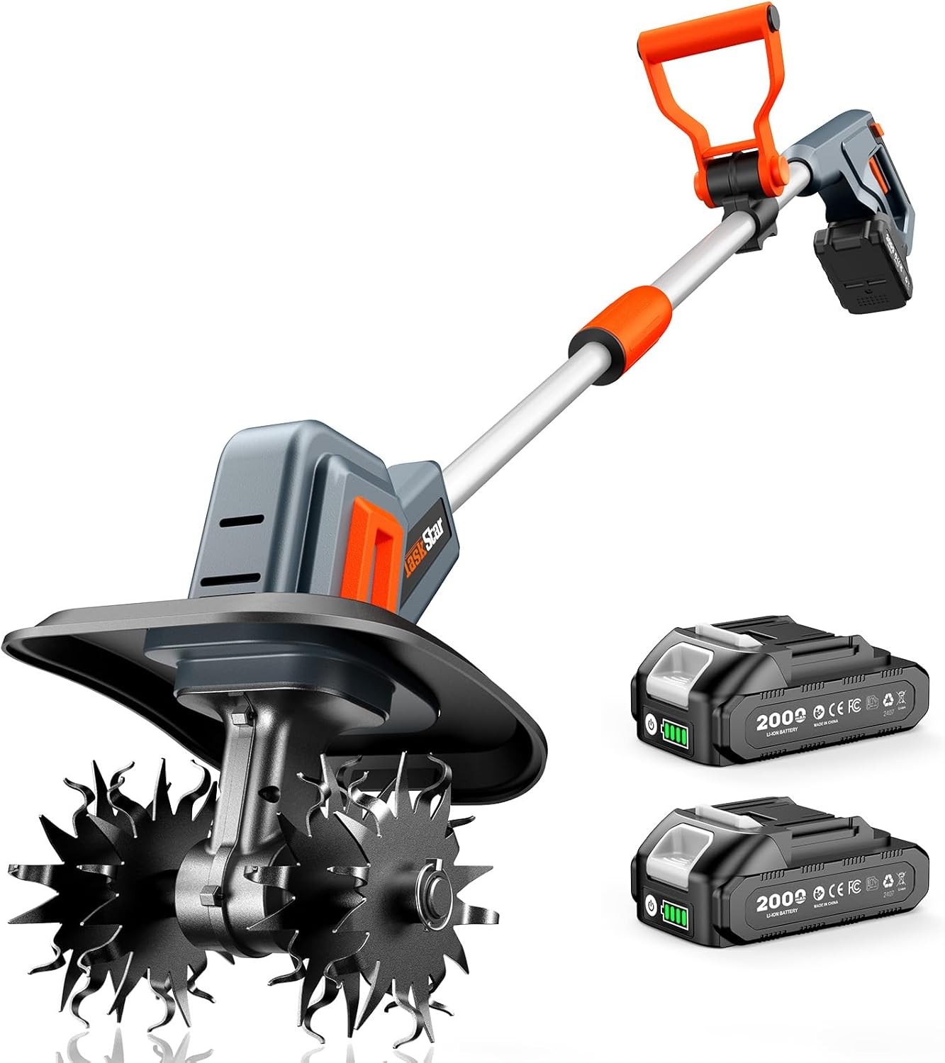 TaskStar Electric Garden Tiller,2*2.0Ah Battery Powered Cordless ...