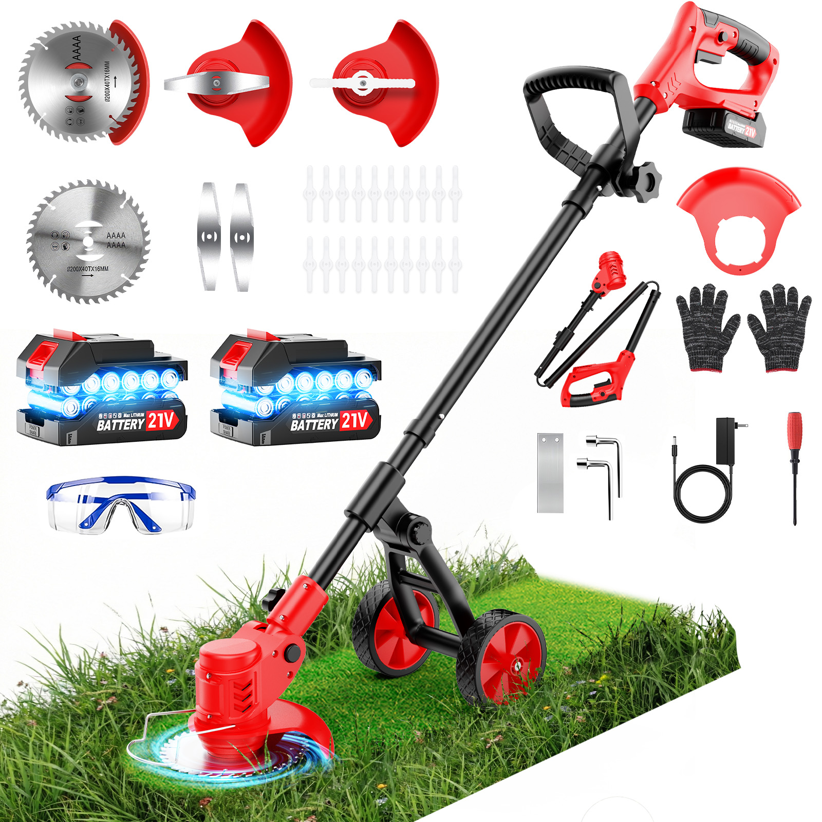Tanbaby 6 inch Weed Eaters Cordless with Metal Wheels, 3-in-1 Battery ...