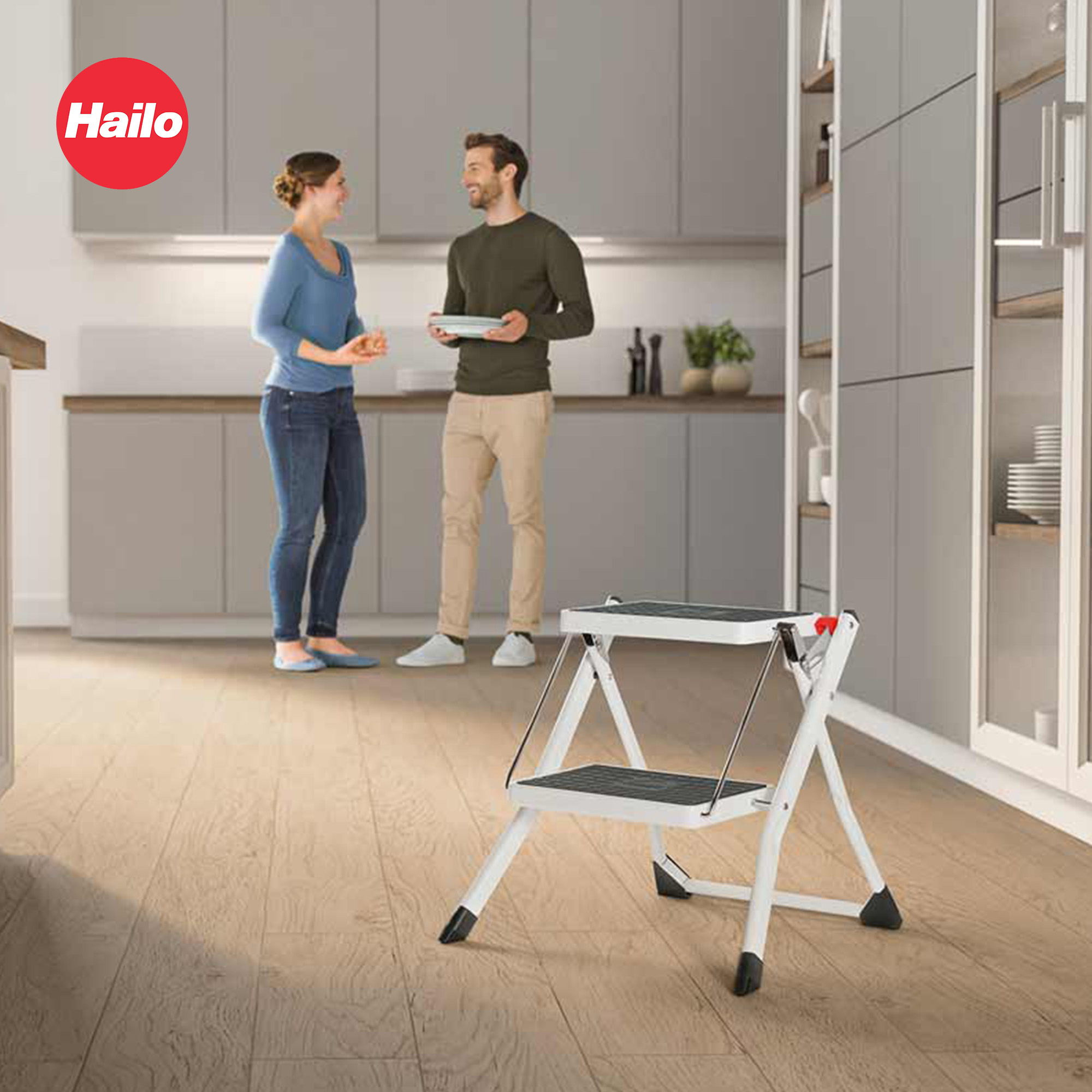 Hailo MK60 Mini Steel Step Stool with Anti-Slip Stairs and 330 lbs ...