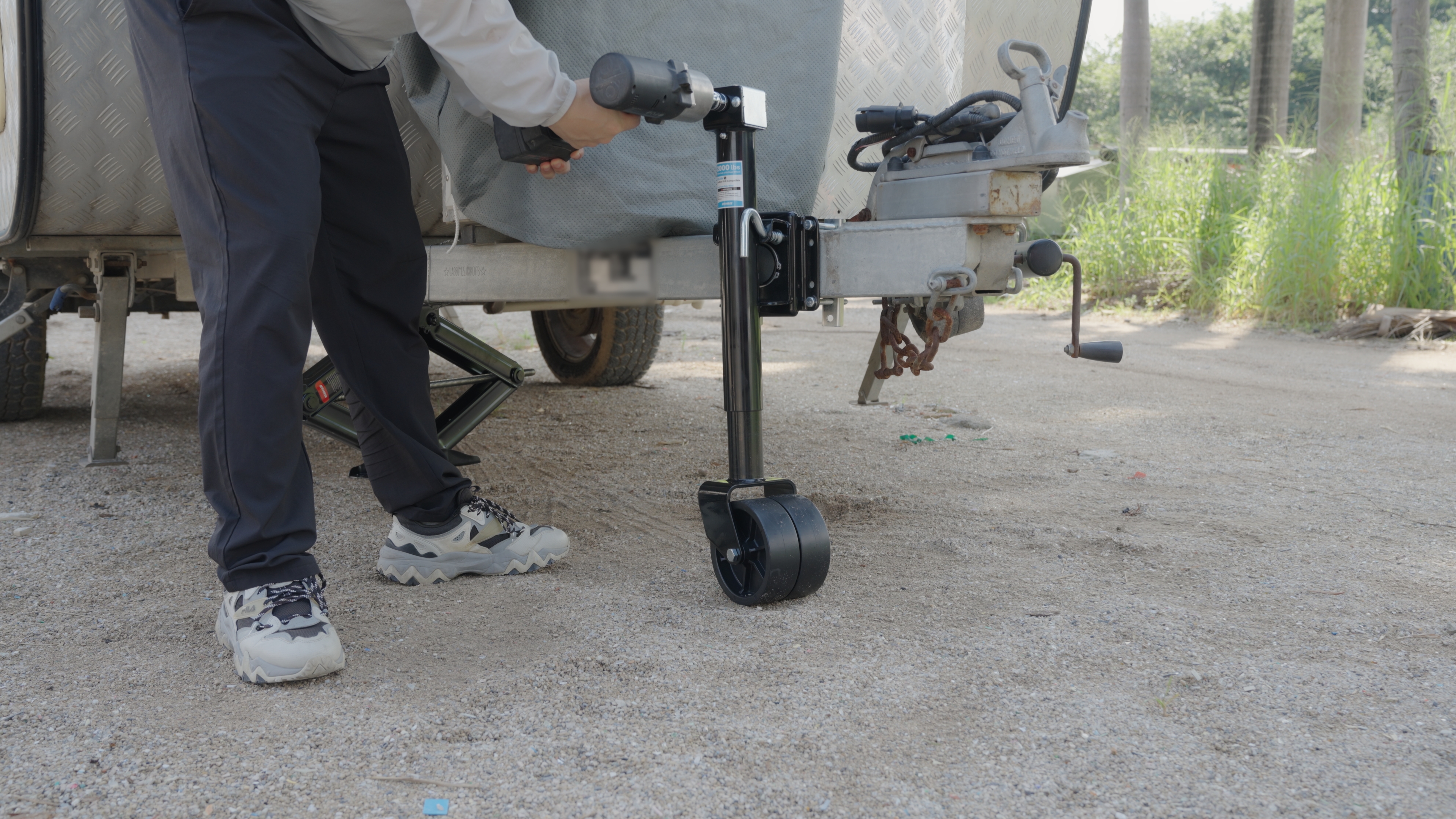 Kohree 2000lbs Trailer Jack, Dual Wheel, 12-Inch Lift, Cordless Drill ...
