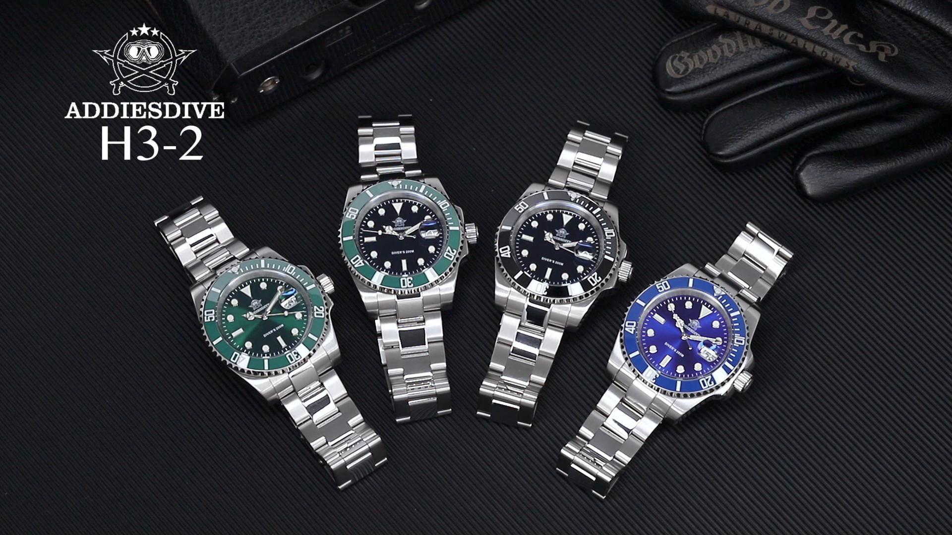 ADDIESDIVE, Men's Analog Diver Watch, 200m, Luminous Stainless Steel ...