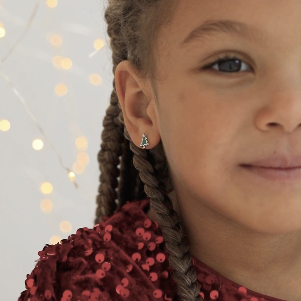 Evergreen Christmas Tree Kids / Girls Earrings Screw Back - Sterling ...