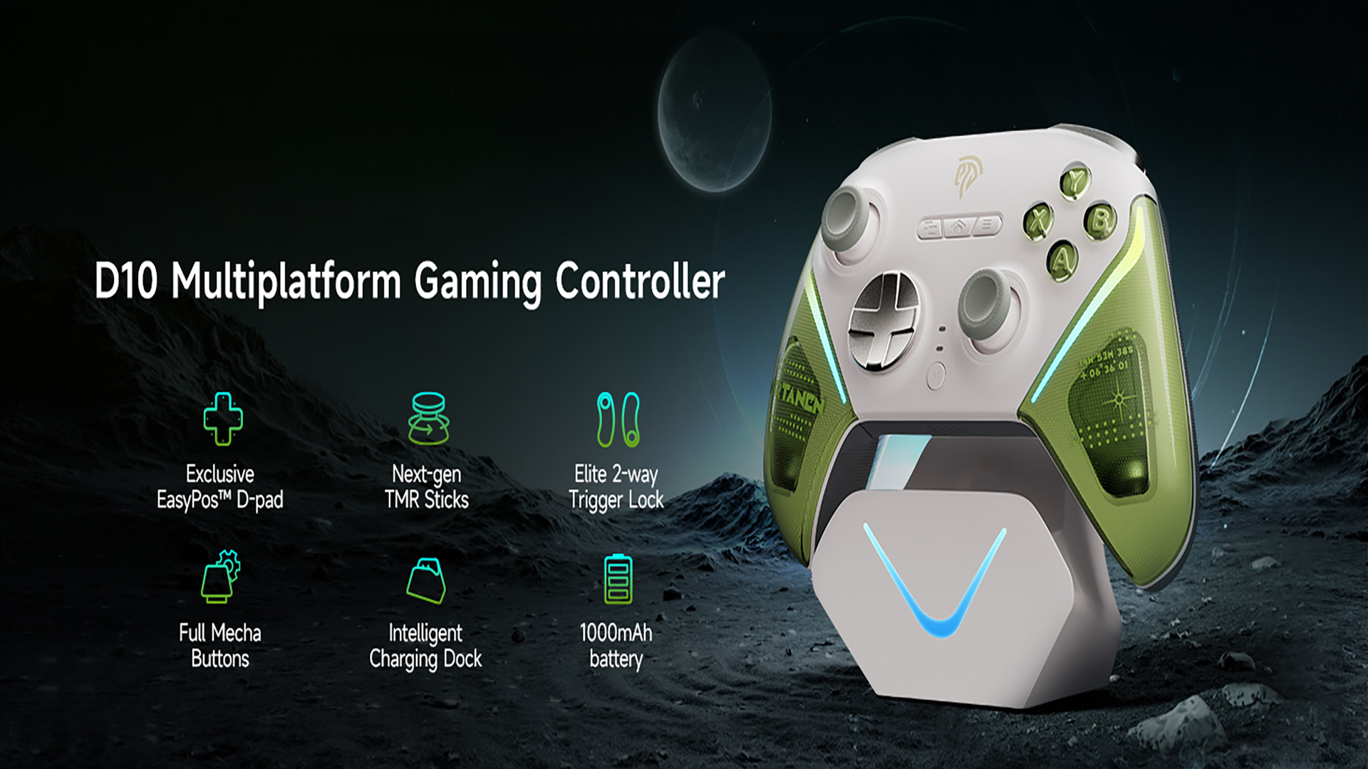 QUCOPRE Wireless PC Gaming Controller with Charging Dock, TMR Joysticks ...