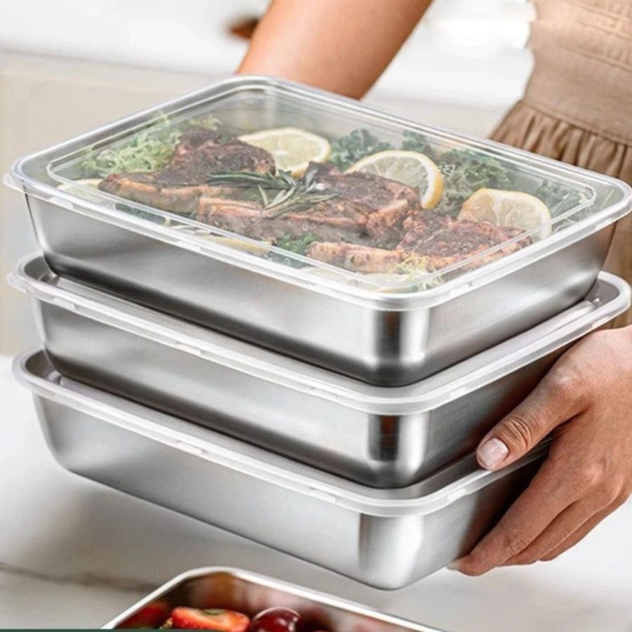 5-Piece Stainless Steel Food Storage Container Set With Lids, Kitchen ...