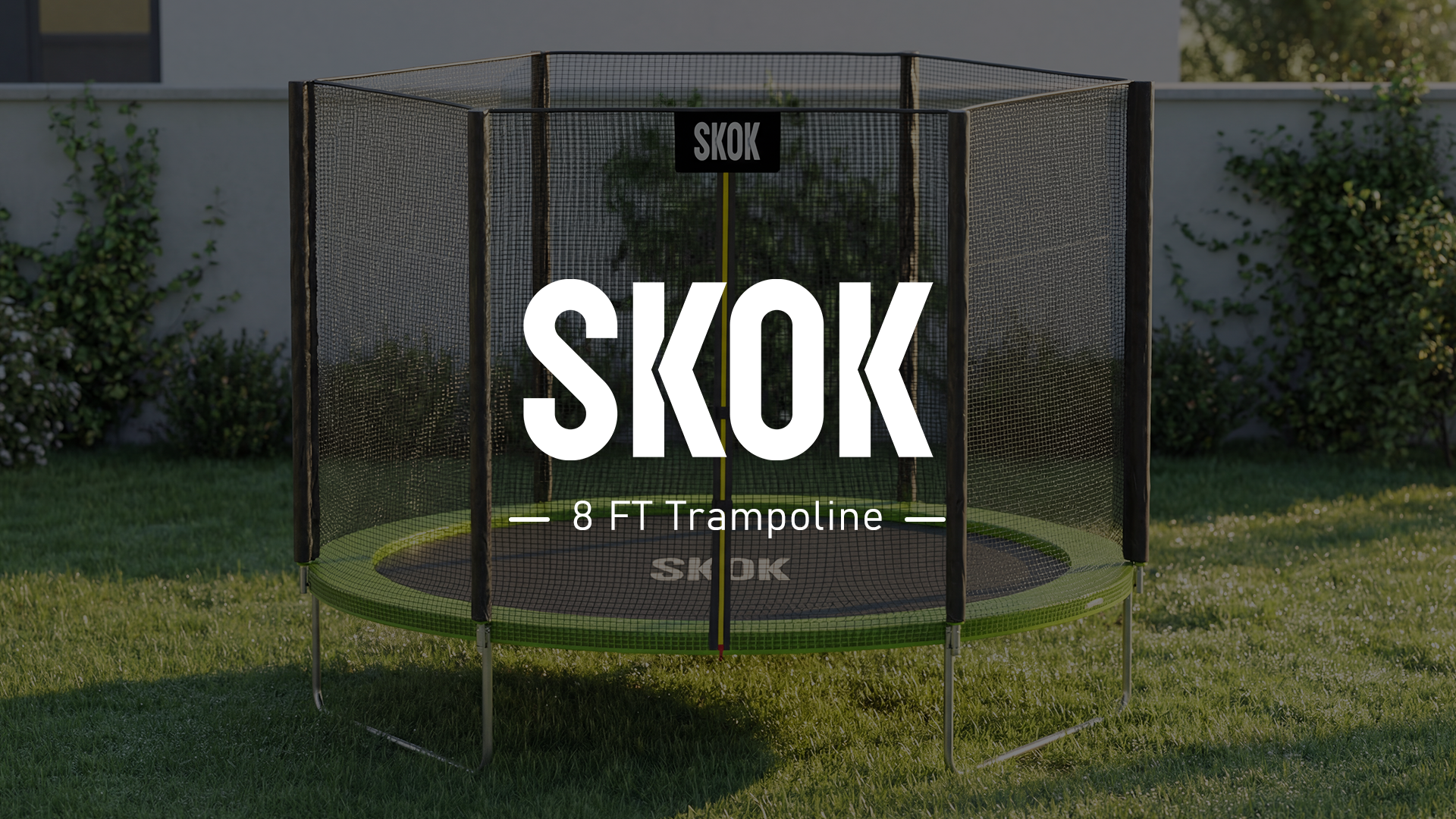 SKOK 8FT Trampoline with Enclosure Net, 400 lbs Capacity, Outdoor ...