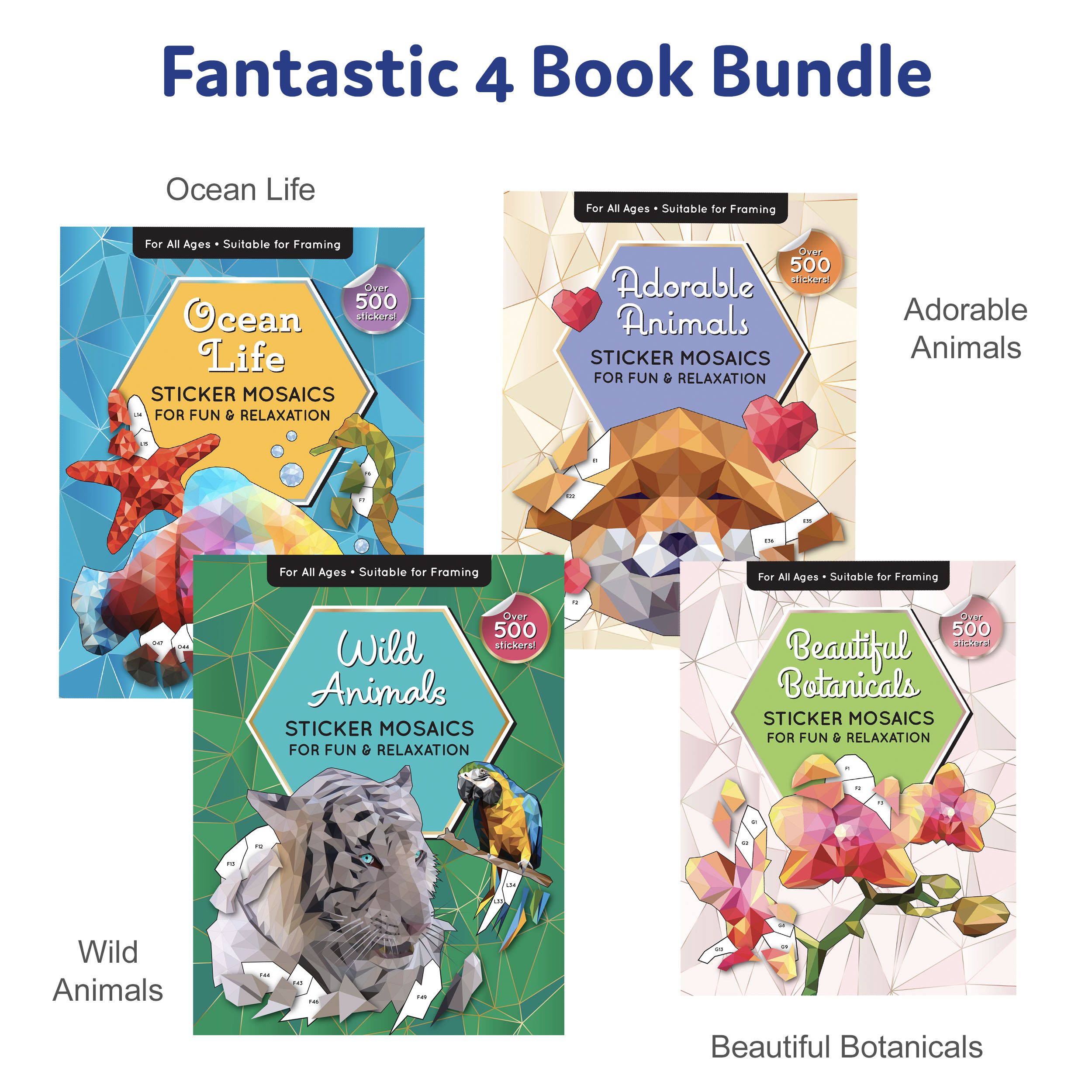 PAPP Sticker by Number Book Set, 4-Pack with Ocean Life, Animals ...