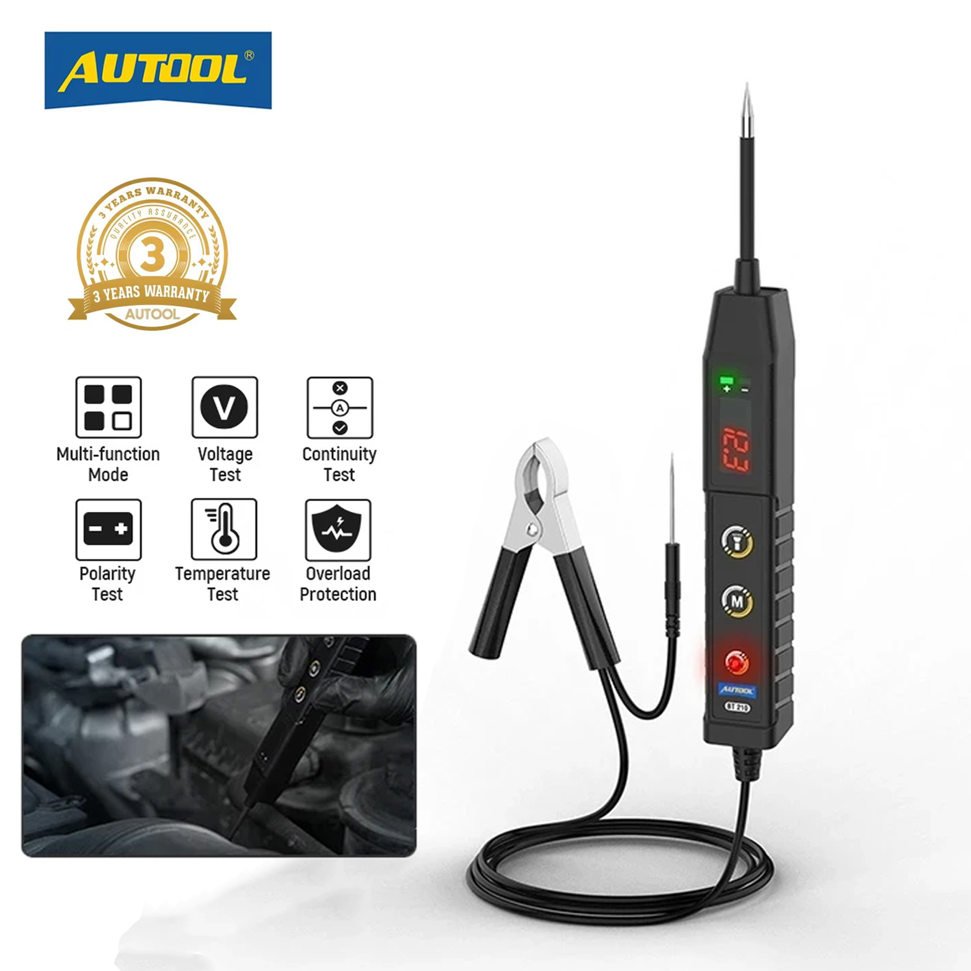 AUTOOL BT210 Power Circuit Tester, 9V-30V DC, Voltage, Continuity, for ...
