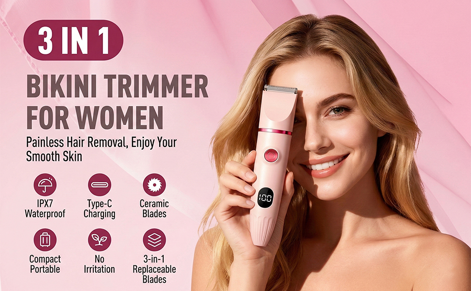 Bikini Trimmer for Women, 3-in-1 Electric Razor | Waterproof ...