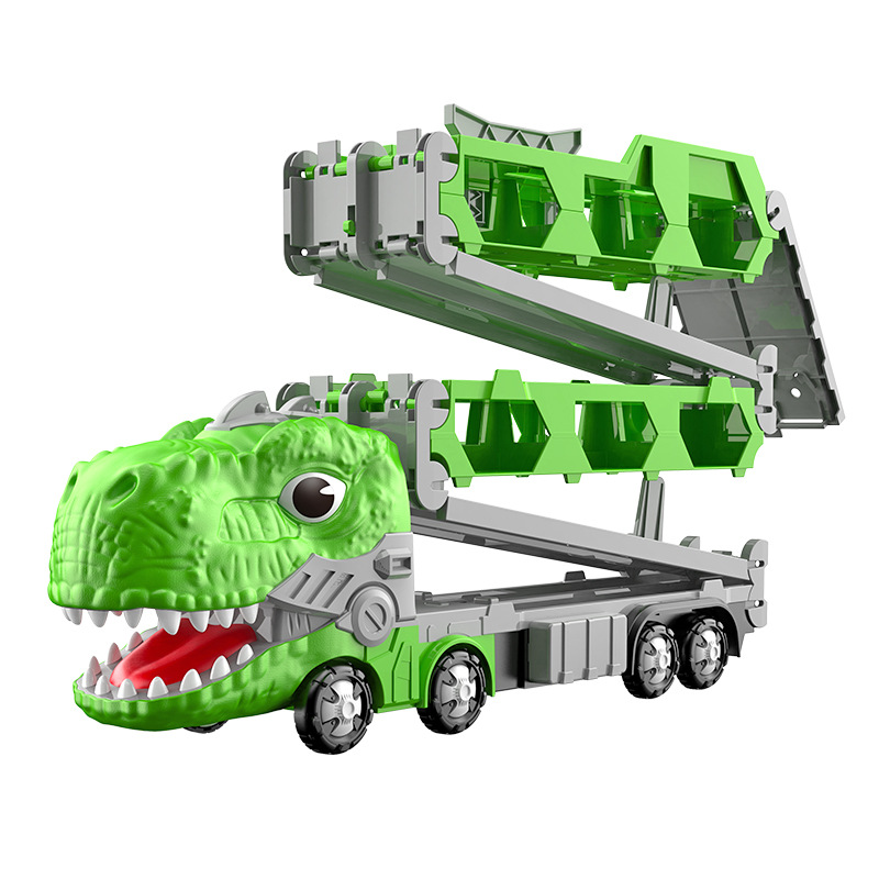Funtogether Toys Dinosaur Transport Truck with Race Car Track Set ...