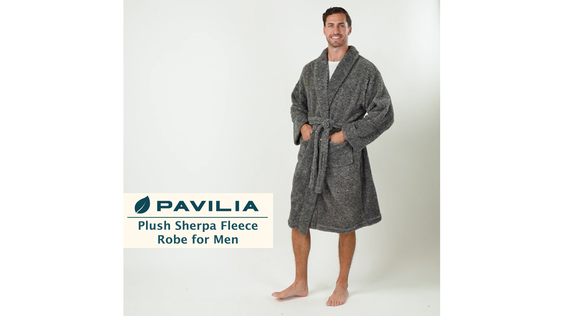 PAVILIA Premium Men's Fluffy Soft Sherpa Fleece Robe, Long Spa Bathrobe ...