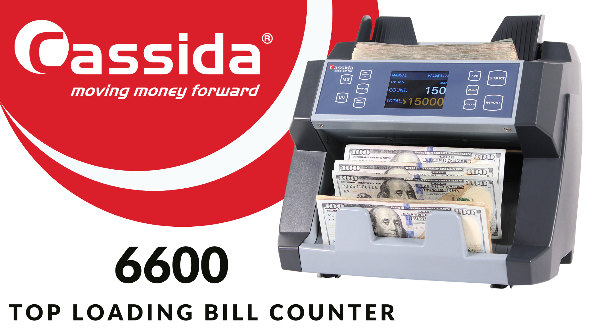 Cassida 6600 UV Money Machine - Top Loading Currency Counter with Cash Detector & Valucount ...