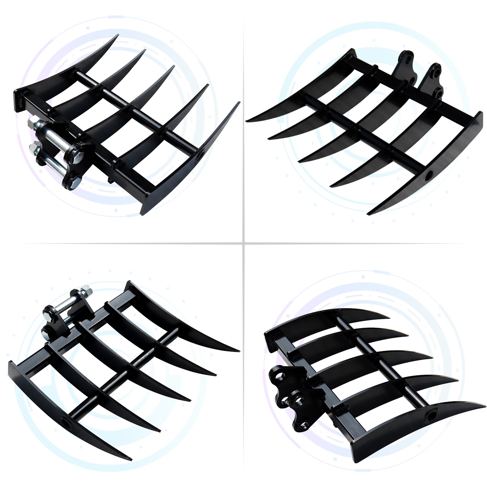 Mini Excavator Rake Metal Wide Backhoe Rake, Hole Diameter: 25MM/0.98in ...