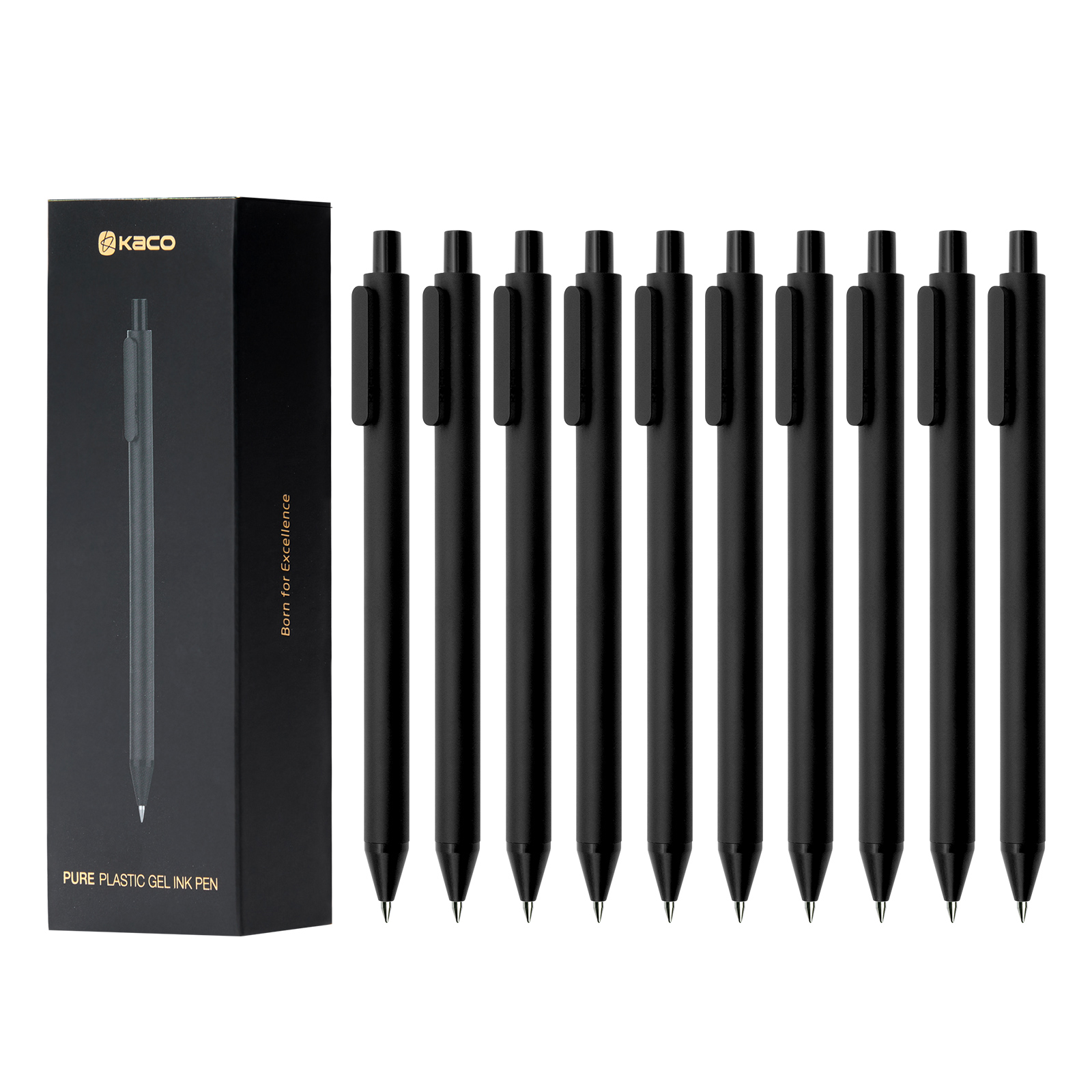 Kaco, Gel Pens, 0.5 mm Fine Point, Black Ink, 10 ct, Quick Dry ...