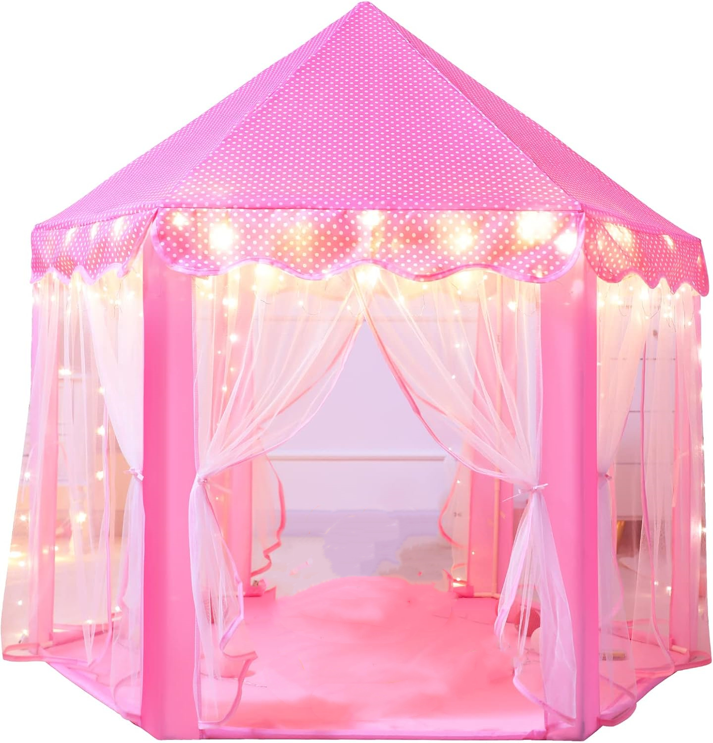 1 Set Princess Tent Girls,Pink Tent with Star LED Lights,Princess ...
