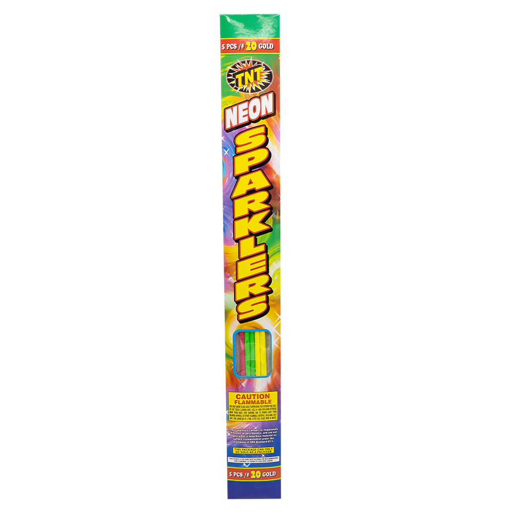TNT Fireworks, Neon Sparklers, 5 Gold #20 Sparklers, 30 Total Sparklers ...