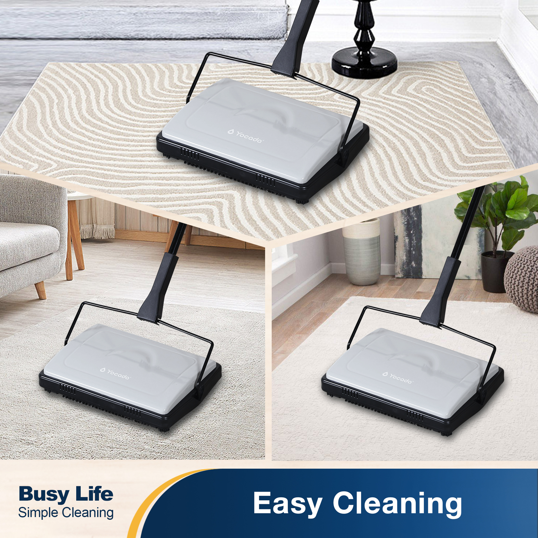 "Eyliden Carpet Sweeper Cleaner, Manual Dual Brush, No Electric, Gray ...