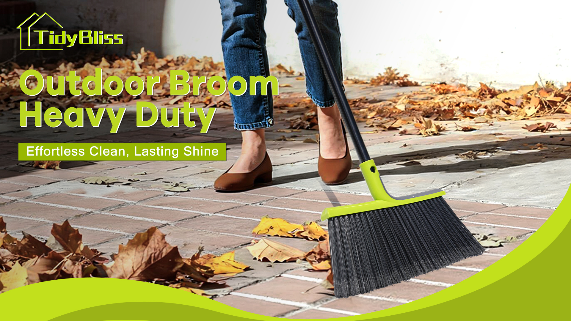 TidyBliss 14.2" Outdoor Broom Heavy Duty, 56 inches Tall Angle Brush ...
