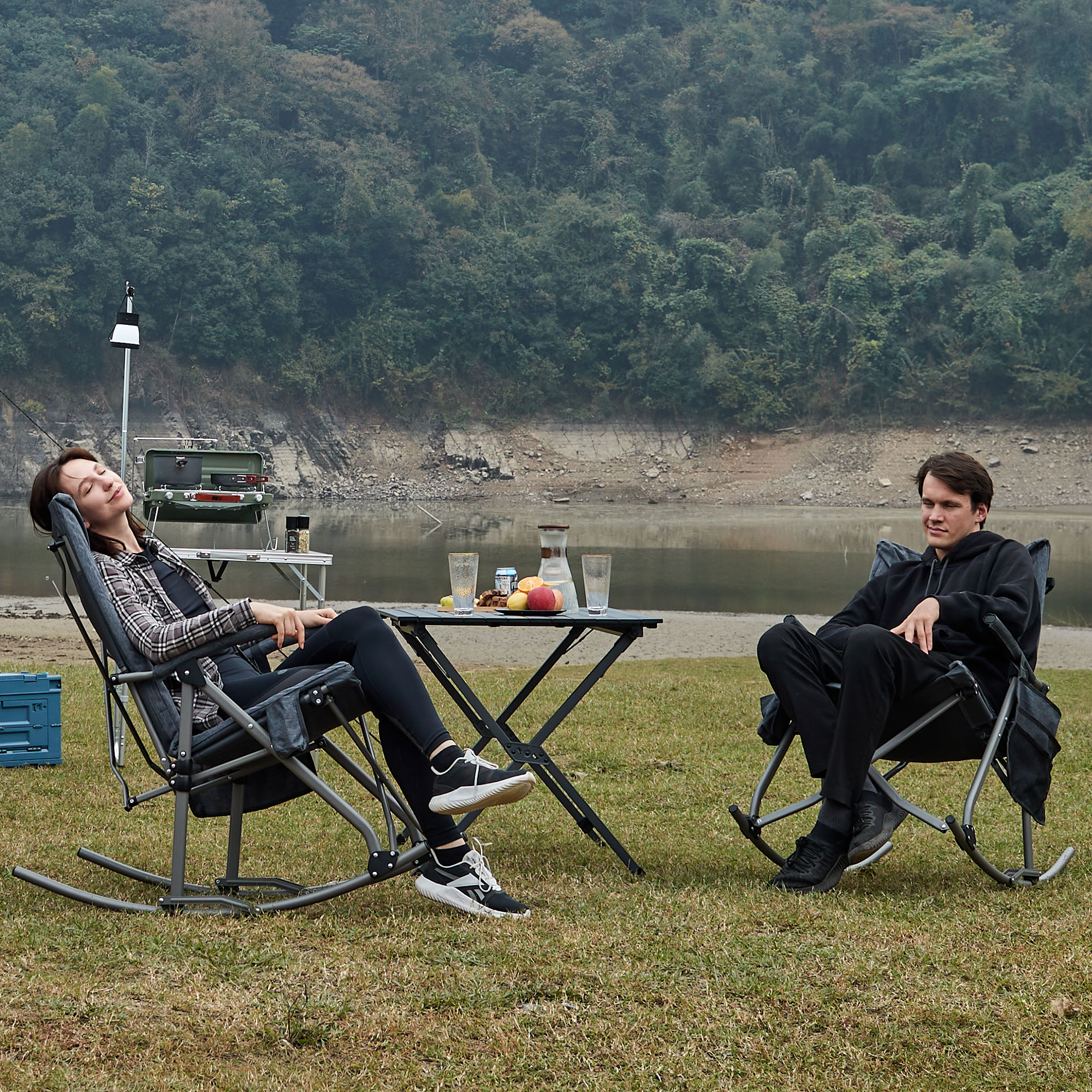 Padded Folding Rocking Camping Chair, Portable Oversized Rocker for ...