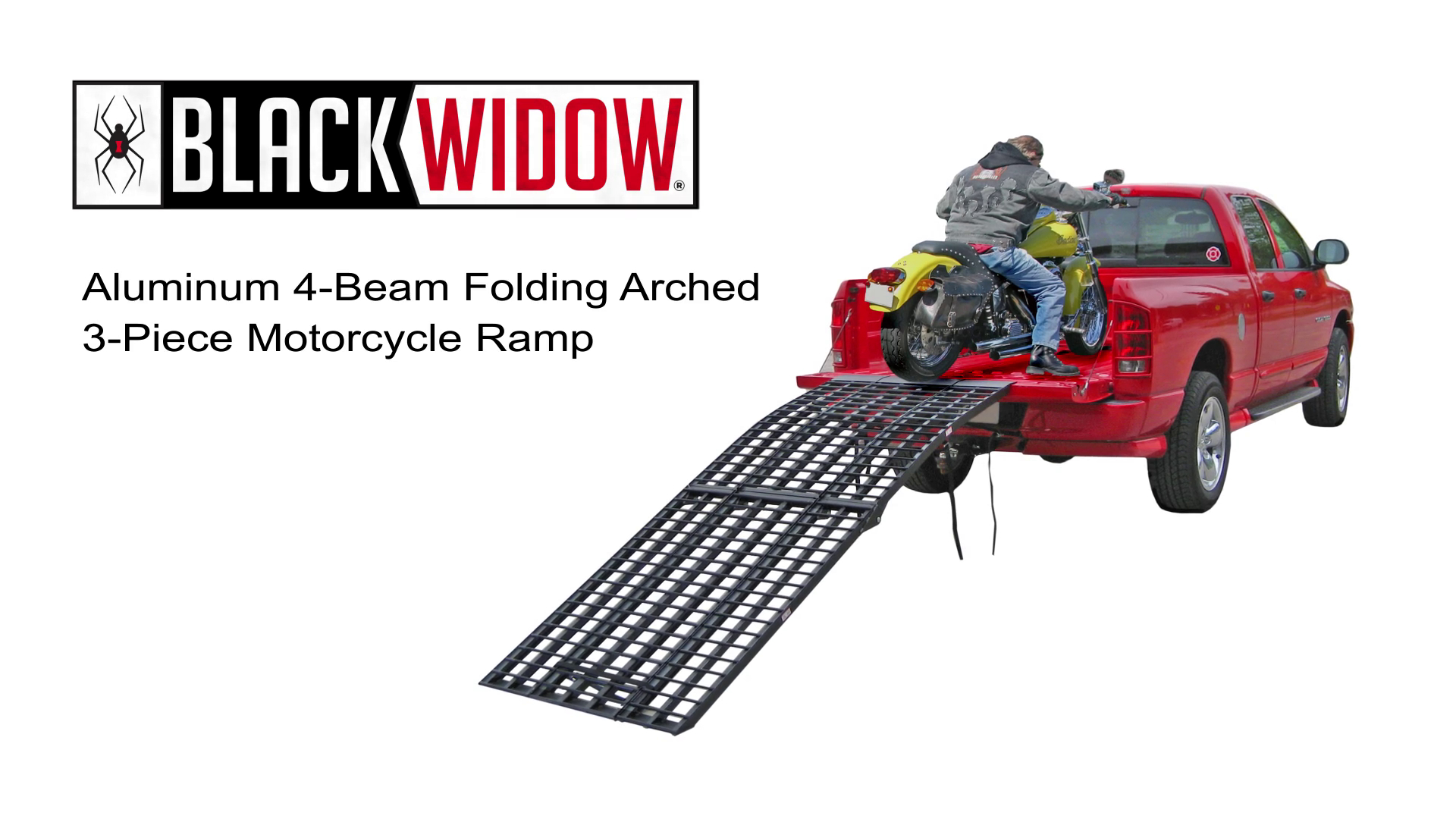 Black Widow BW-10840-HD 9' Aluminum Tri-Fold Arched ATV / Motorcycle ...