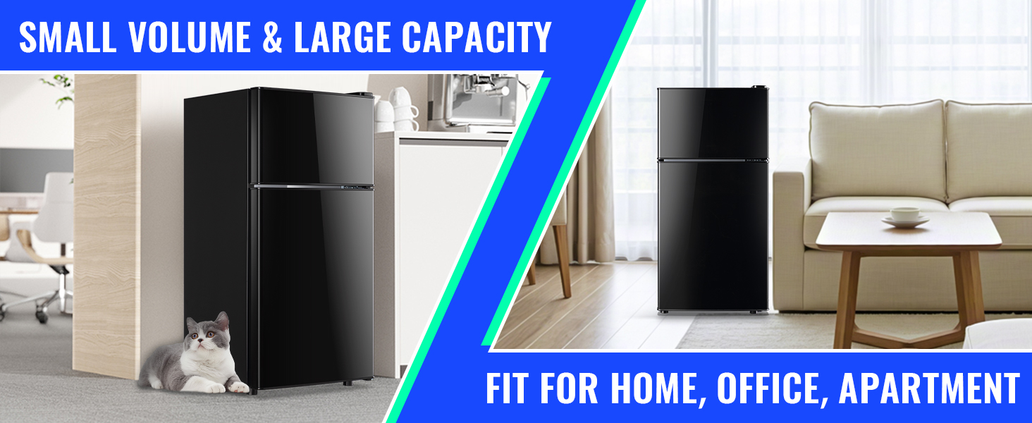 Tacool Mini Fridge, 2.4 Cu. Ft Compact Refrigerator, Dual Door ...