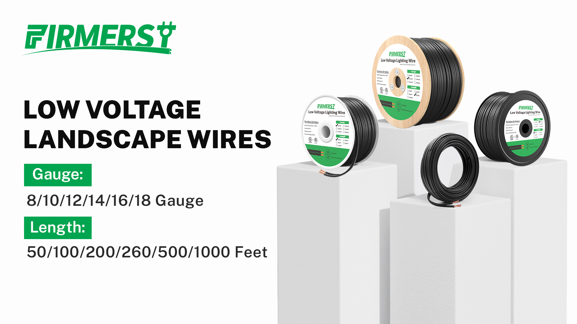 FIRMERST 50ft 16/2 Low Voltage Landscape Wire, UL Listed, Direct Burial ...