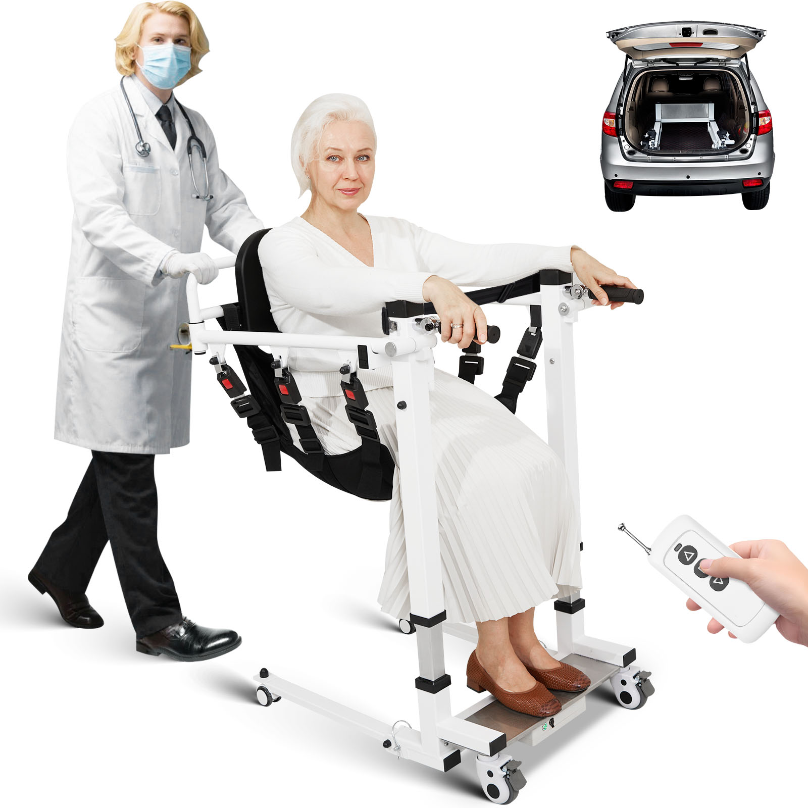 KYATE Electric Patient Transfer Chair, Folding Power Wheelchair with ...
