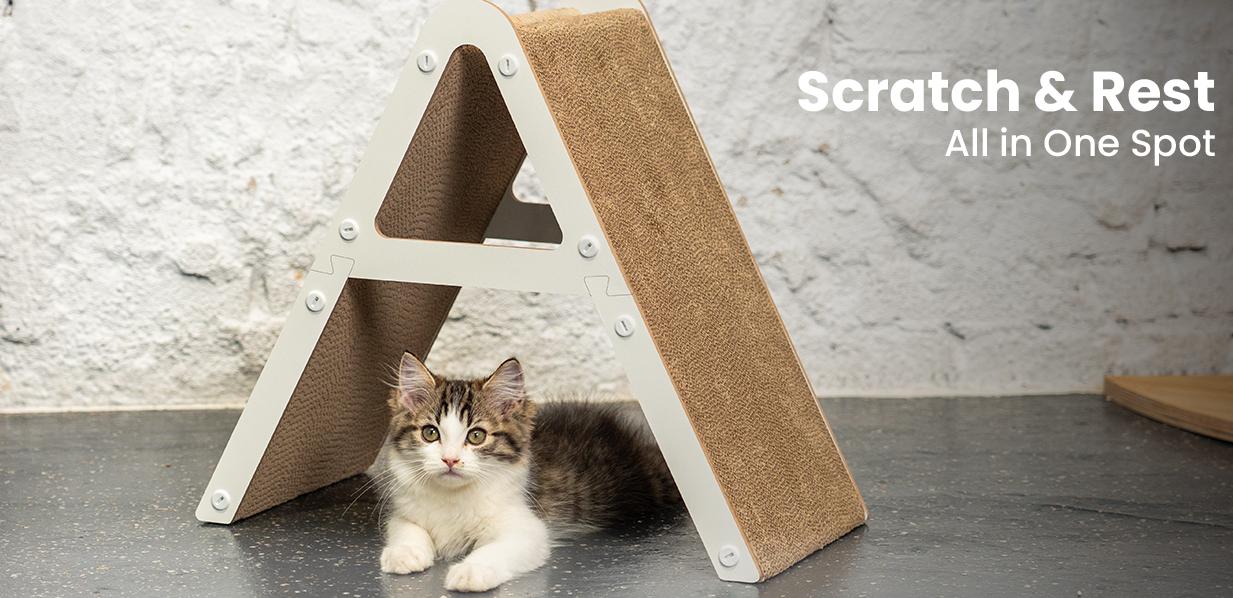 Conlun, A-Frame Cat Scratcher, Double-Sided 16.9x9x15.3 inches, White ...