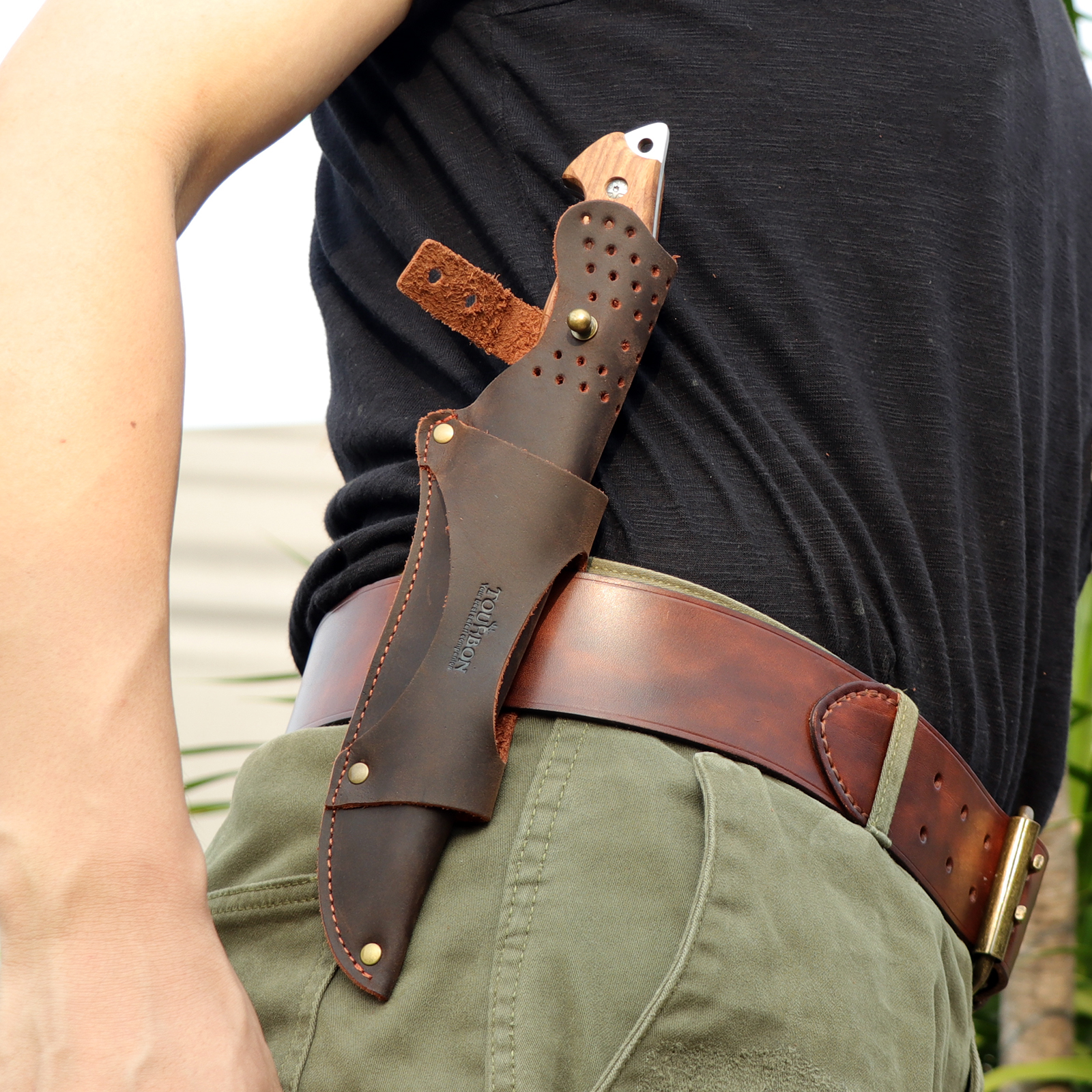 TOURBON Thick Leather Knife Sheath Handmade Brown Fixed Blade Cover ...