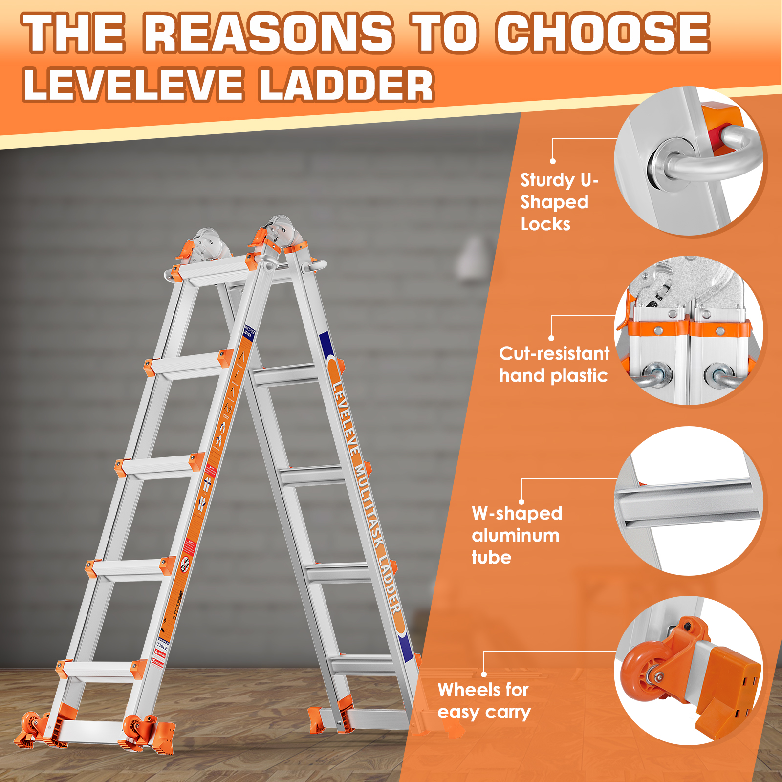 LEVELEVE 11FT Telescoping Ladder,A Frame 3 Step Ladder with Stabilizer ...
