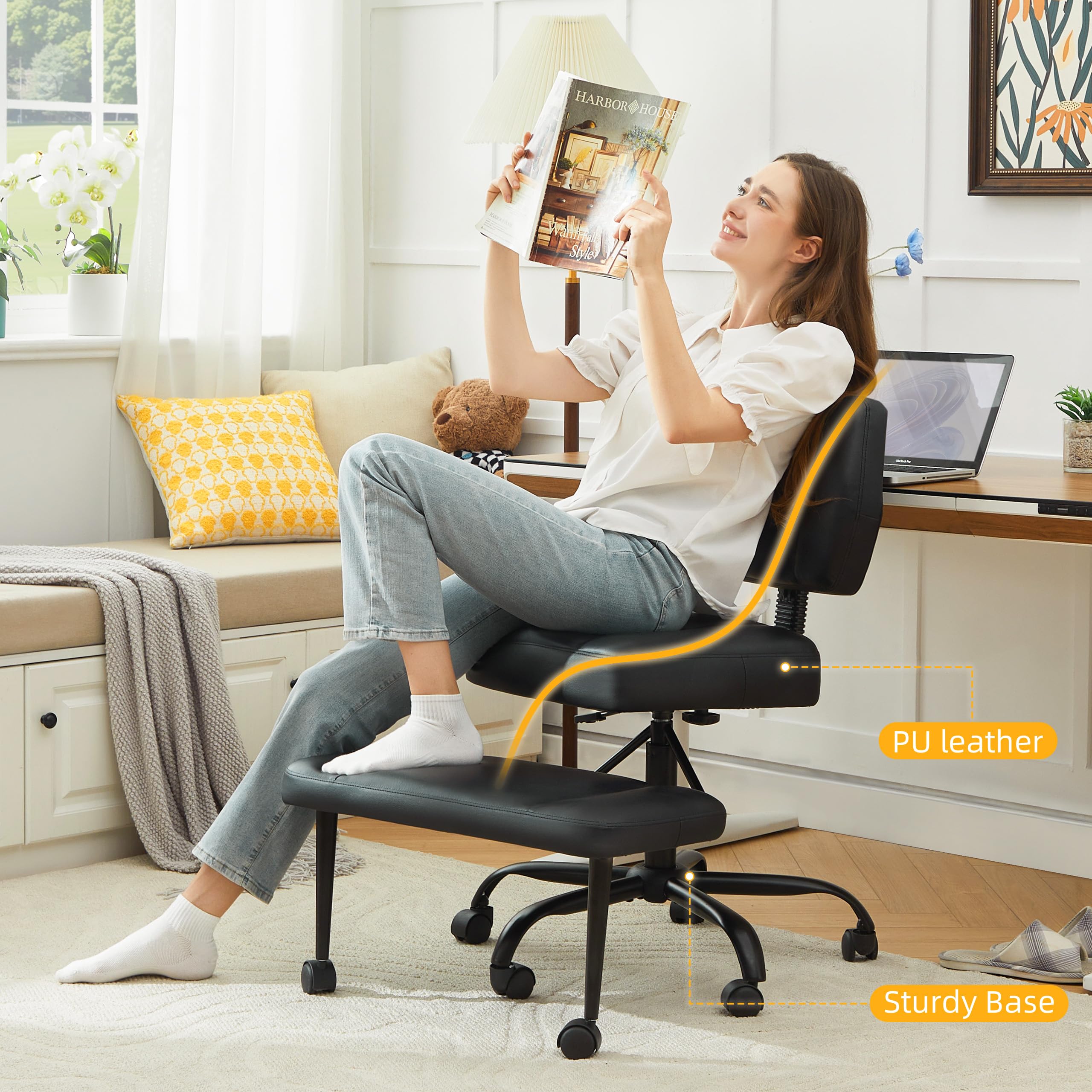 JONPONY Cross Legged Chair with Wheels, Swivel Meditation Chair for ...