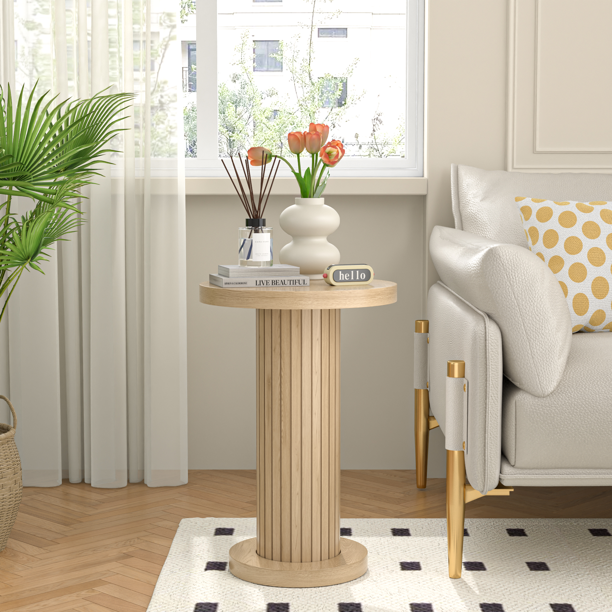 Small Round Pedestal Side Table, Drink Table for Small Spaces, Modern ...