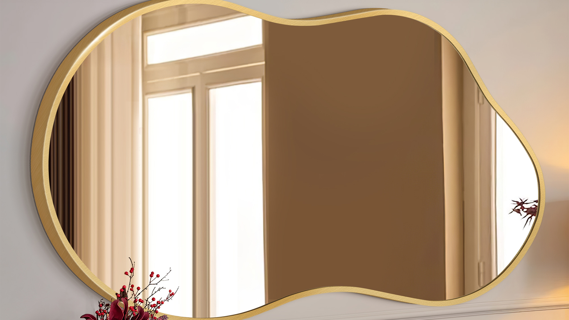 "AUSTUFF Cloud Shaped Irregular Mirror 20""x36"", Black Frame ...