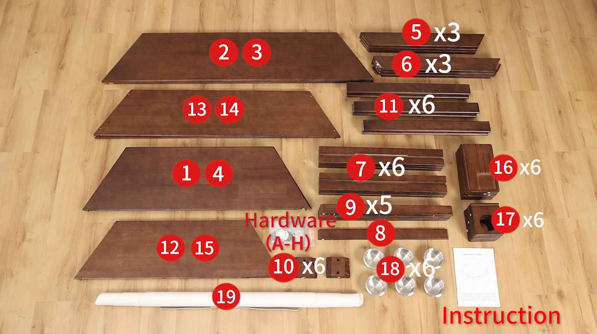 Avocahom Hexagonal Solid Wood Board Game Table for 4-6 Players ...