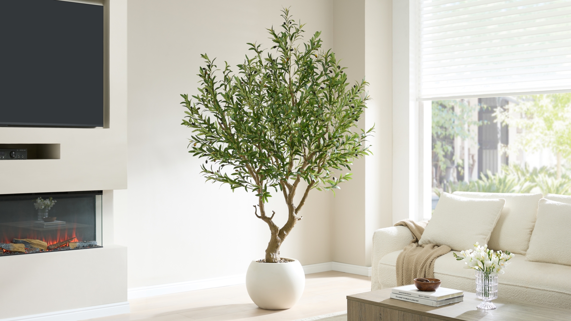 FloraFairy 7.5 Feet Artificial Olive Trees, Indoor Tall Faux Olive Tree ...