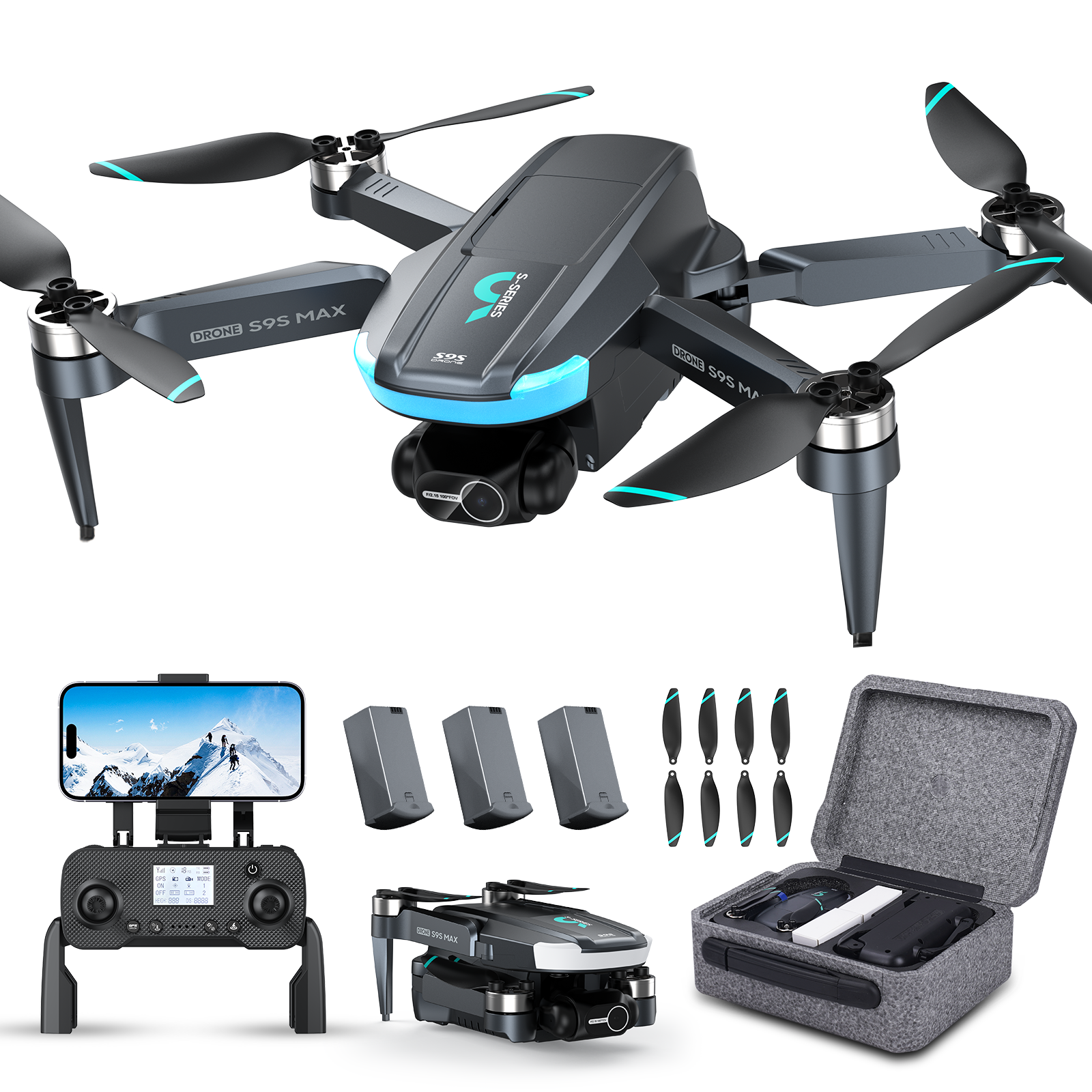AUOSHI 2 Axis Gimbal Drones with 4K EIS Camera for Adults Beginner S9S FPV RC Quadcopter 65 Min Flight Time Optical Flow Follow Me Smart Return Home Gift Shop Black Friday